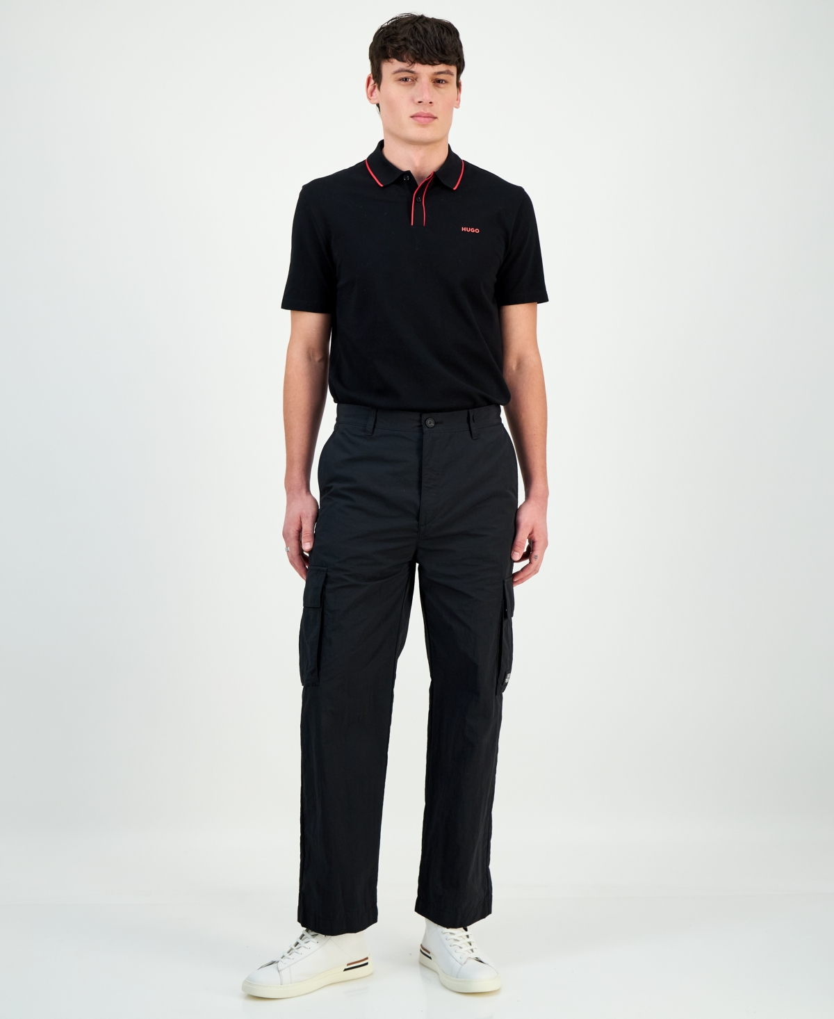 Hugo Boss Mens Greco Regular-Fit Logo Cargo Pants - Black