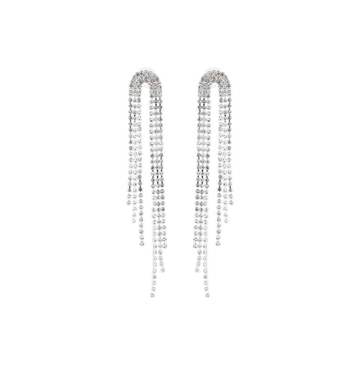 Click here for Sohi Womens The Cristallo Drop Earrings - Silver prices