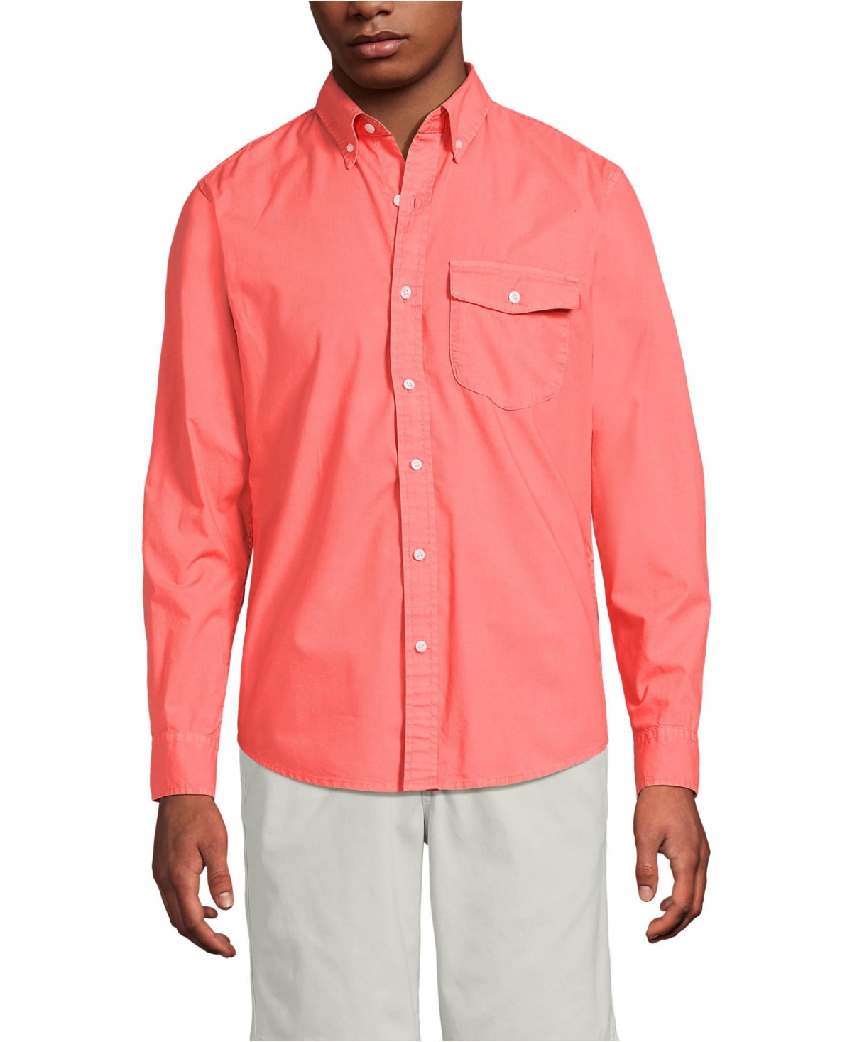 Click here for Lands End Mens Long Sleeve Solid Poplin Shirt - Se... prices