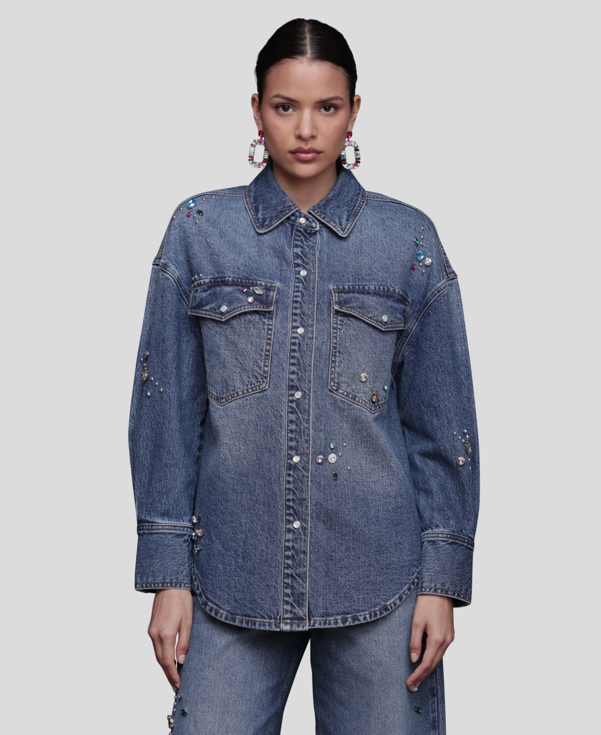 Click here for Avec Les Filles Womens Bejeweled Long Sleeves Over... prices