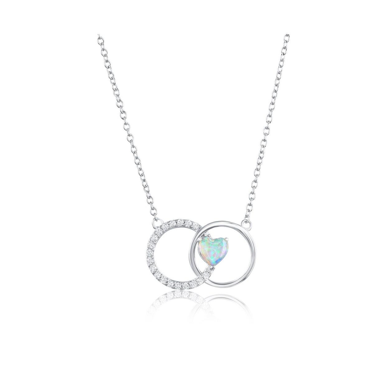 Click here for Sterling Silver  Opal Heart  Polished & Cz Circle... prices