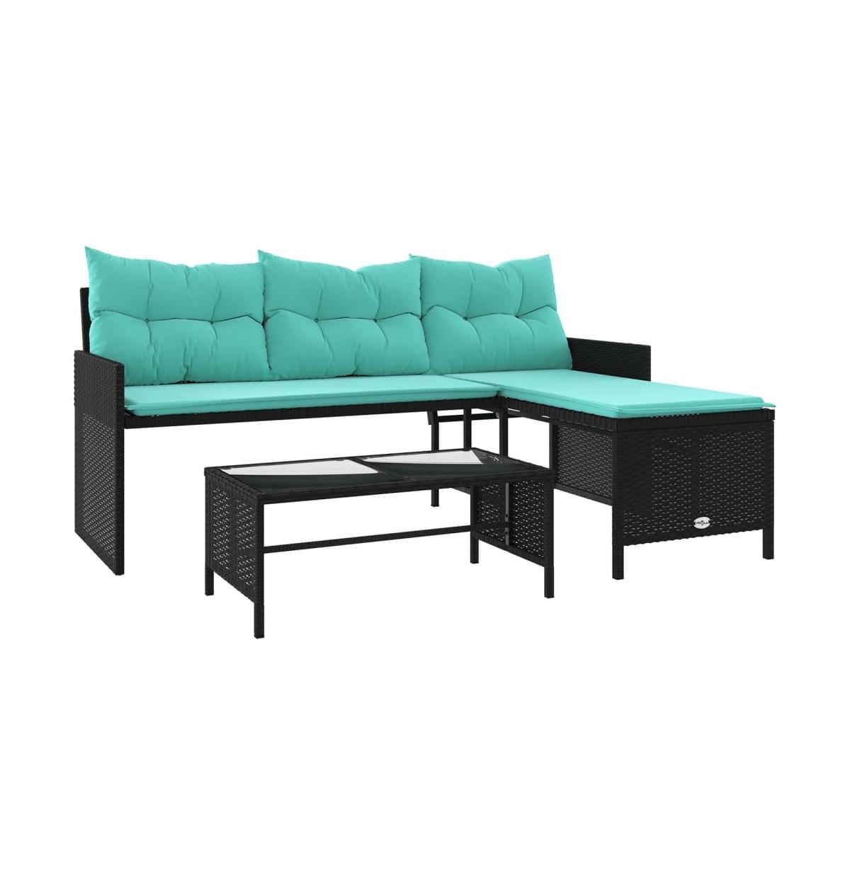 Garden Sofa Black sofa with blue cushions - Black
