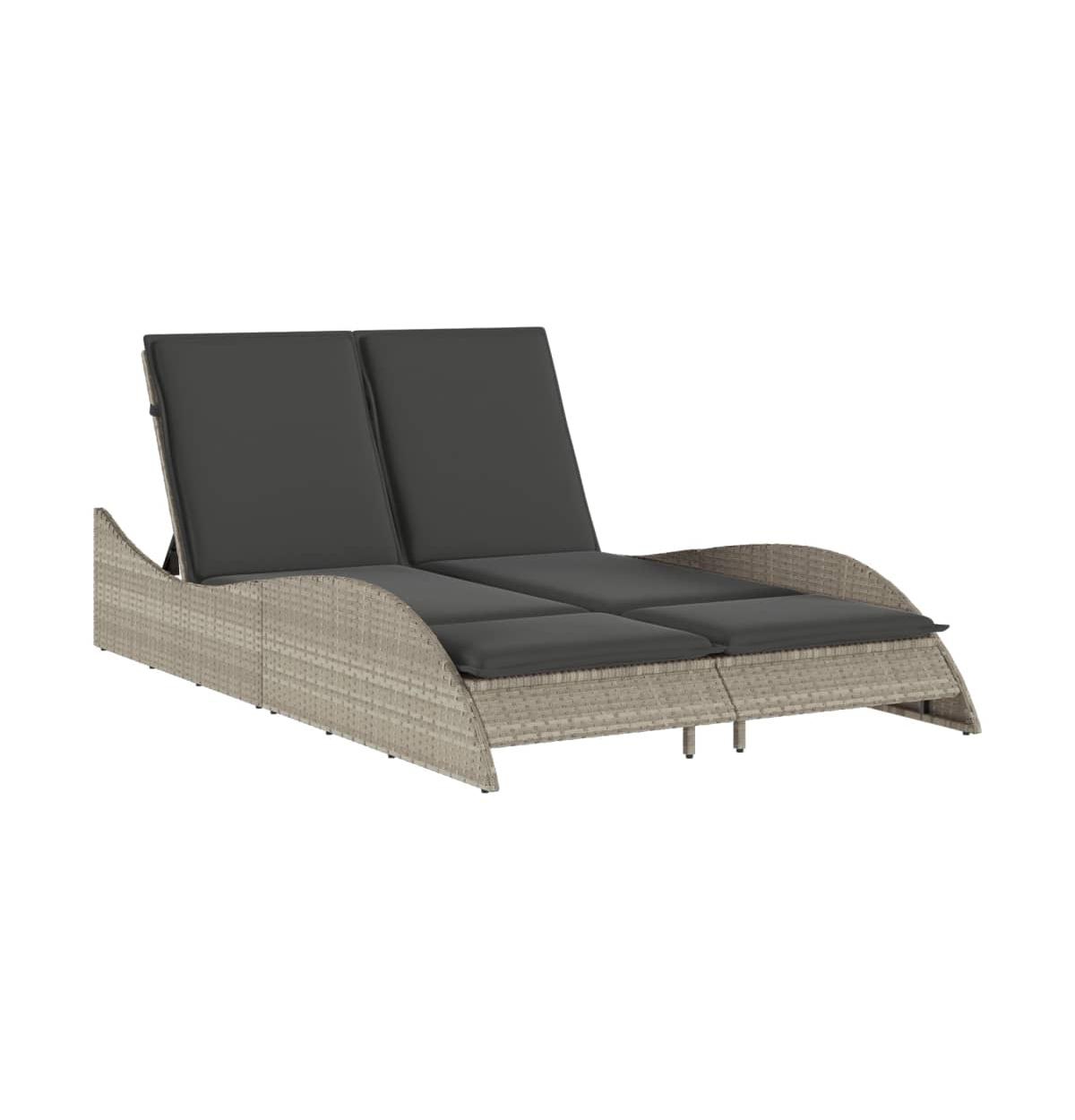 Click here for Patio Sun Lounger Light Gray Pe Rattan  Powder-Coa... prices