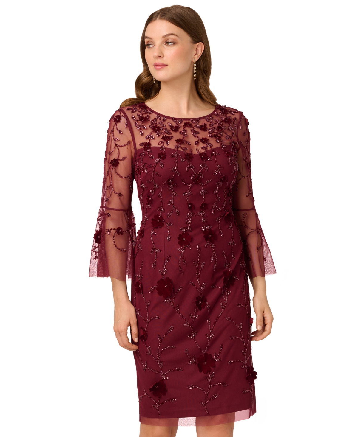 Click here for Adrianna Papell Womens Beaded Velvet Boat Neck She... prices