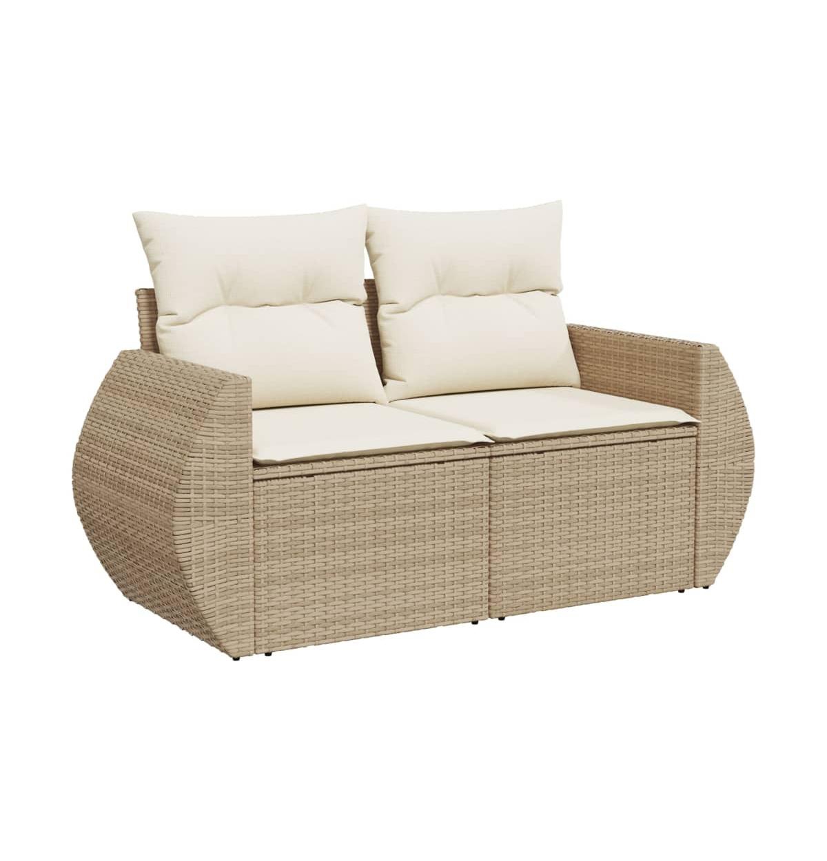 Click here for vidaXL Garden Sofa Beige Pe Rattan  Powder-Coated... prices