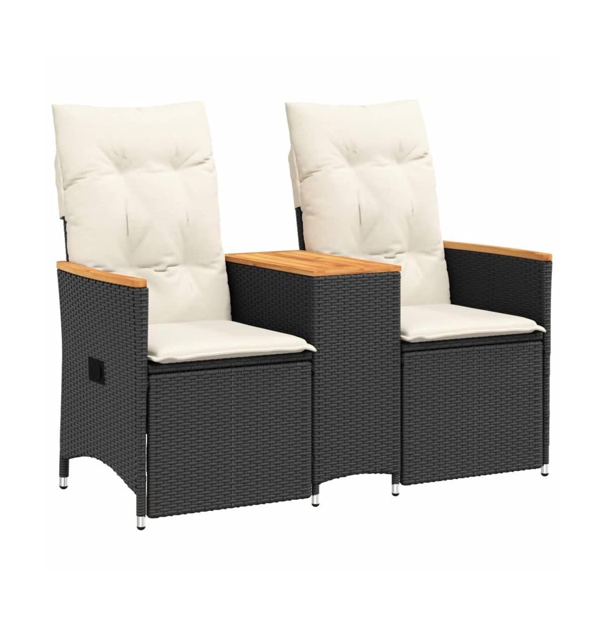 Click here for Reclining Garden Sofa Black Pe rattan 2-seater prices