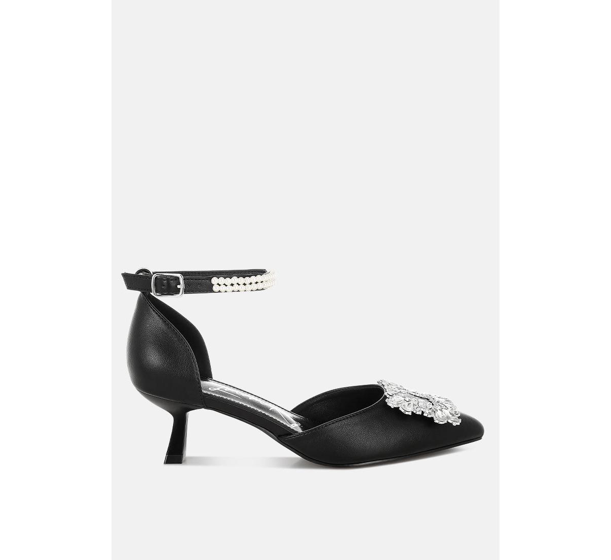 Click here for London Rag Onkana Diamante Brooch Kitten Heel Sand... prices