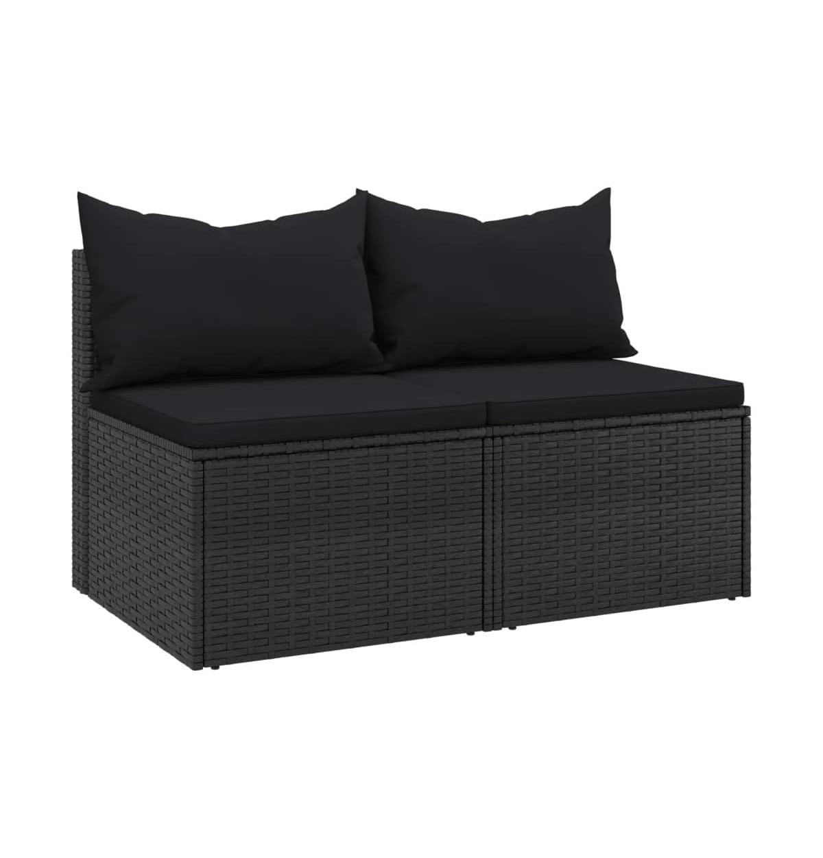 Click here for Garden Middle Sofa Black Poly Rattan Medium Modula... prices