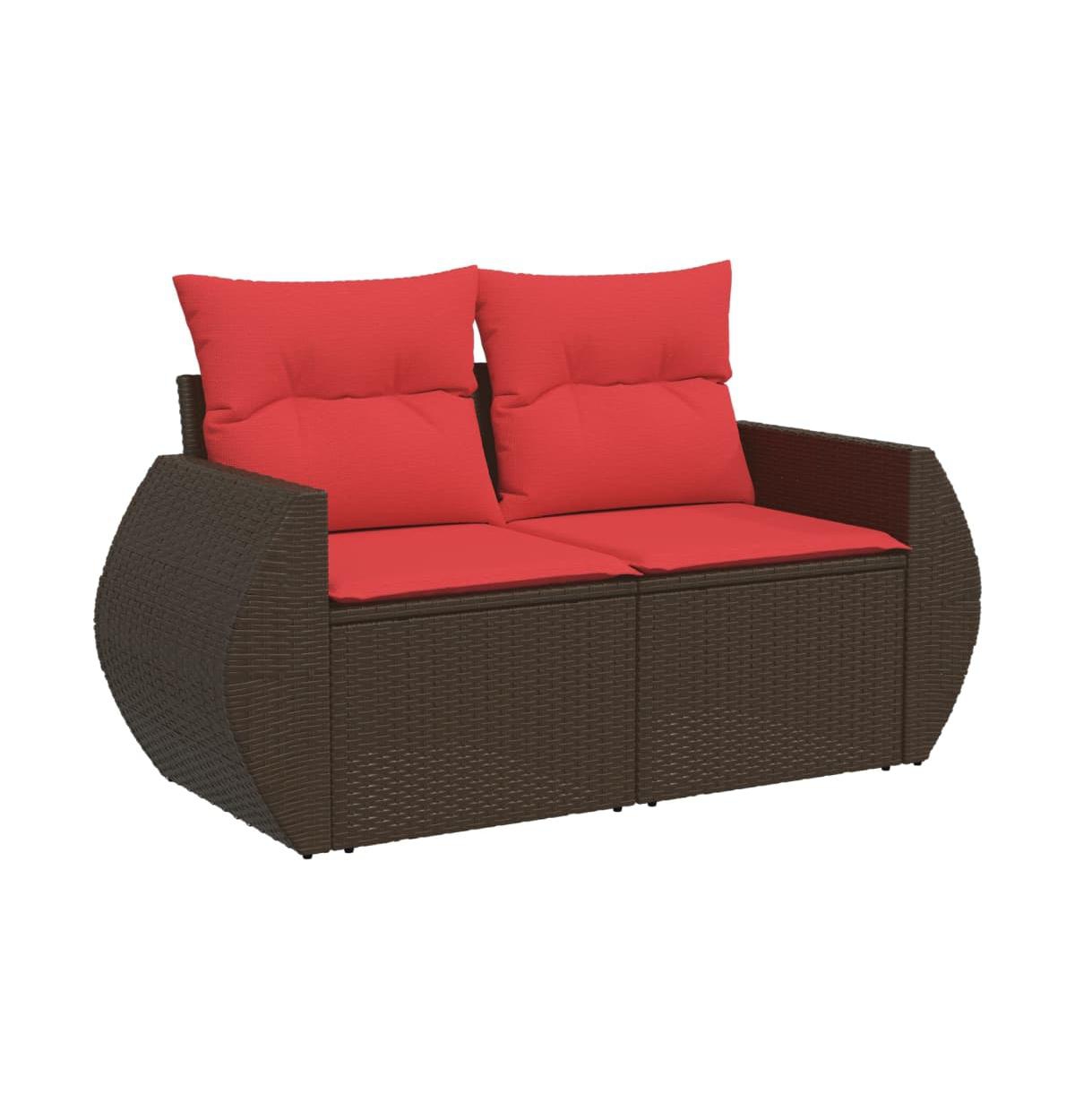 Click here for Patio Sofa with Cushions 2-Seater Brown Poly Ratta... prices