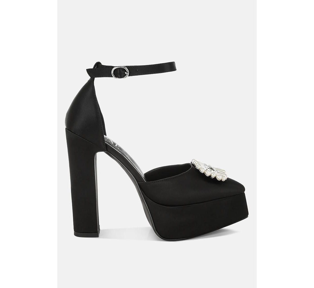Click here for Womens Maeissa Pearls Brooch Detail Platform Block... prices