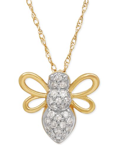 Diamond Bee Pendant Necklace (1/10 ct. t.w.) in 10k Gold - Necklaces ...
