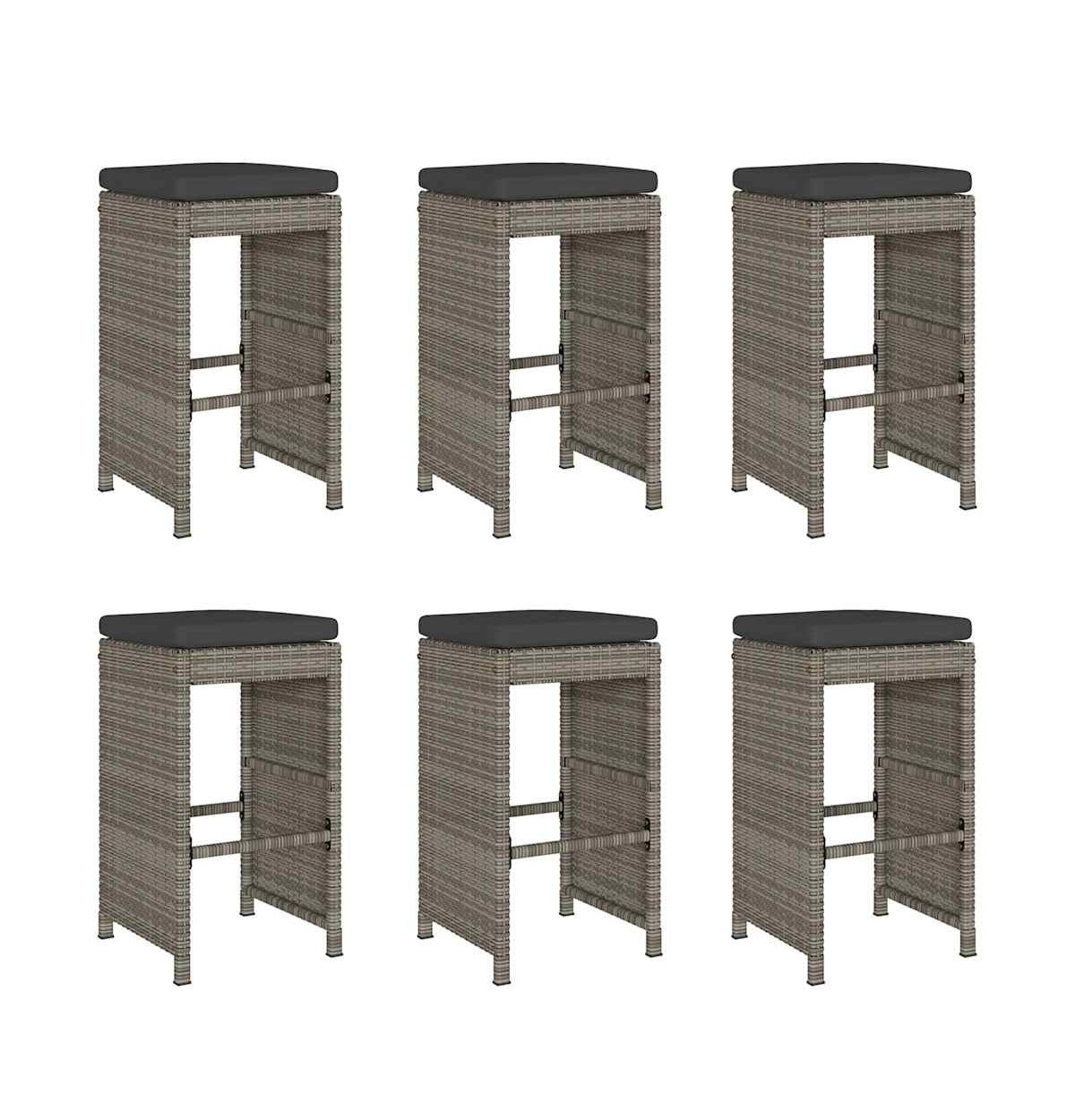 Click here for vidaXL Garden Bar Stool Set of 6 Grey Pe rattan  p... prices