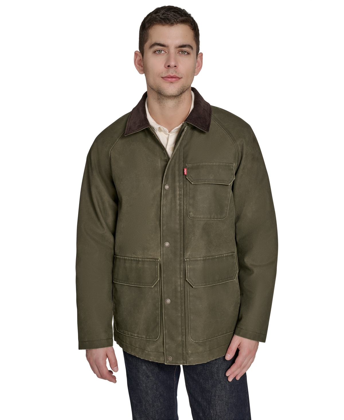 Click here for Levis Mens Corduroy Collar Barn Jacket - Olive prices