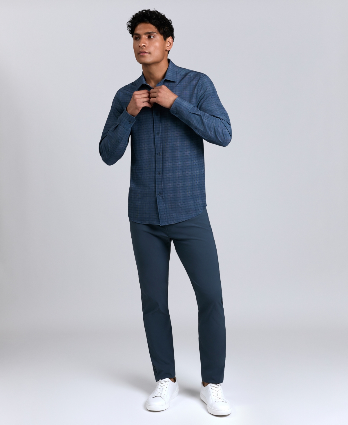 Click here for Kenneth Cole Mens Slim Fit Performance Shirt - Blu... prices