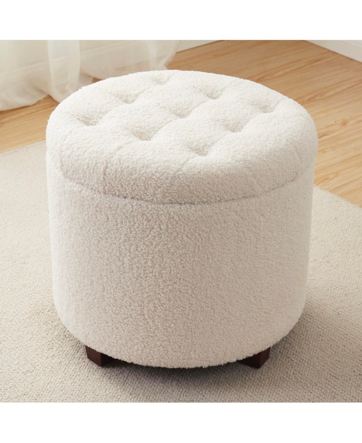 Click here for Ornavo Home Donovan Round Tufted Boucle Storage Ot... prices