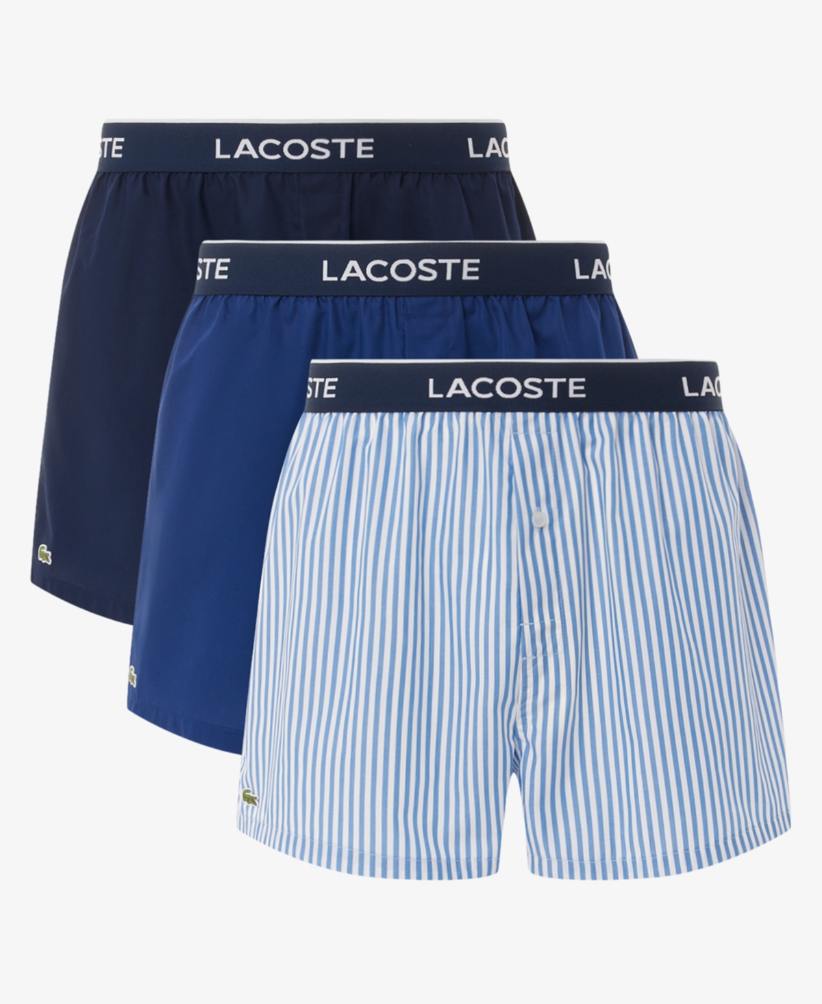 Click here for Lacoste Mens 3-Pack Regular-Fit Woven Boxer Set -... prices