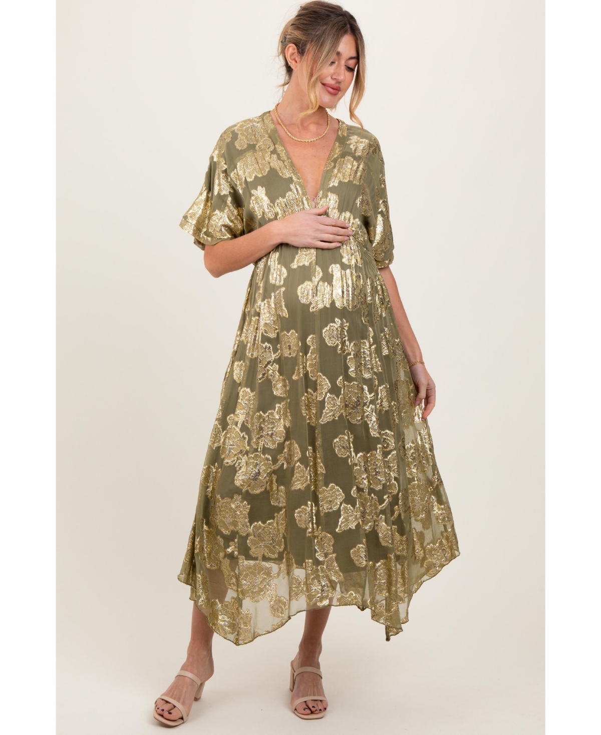 Click here for Pinkblush Maternity Olive Metallic Floral Jacquard... prices
