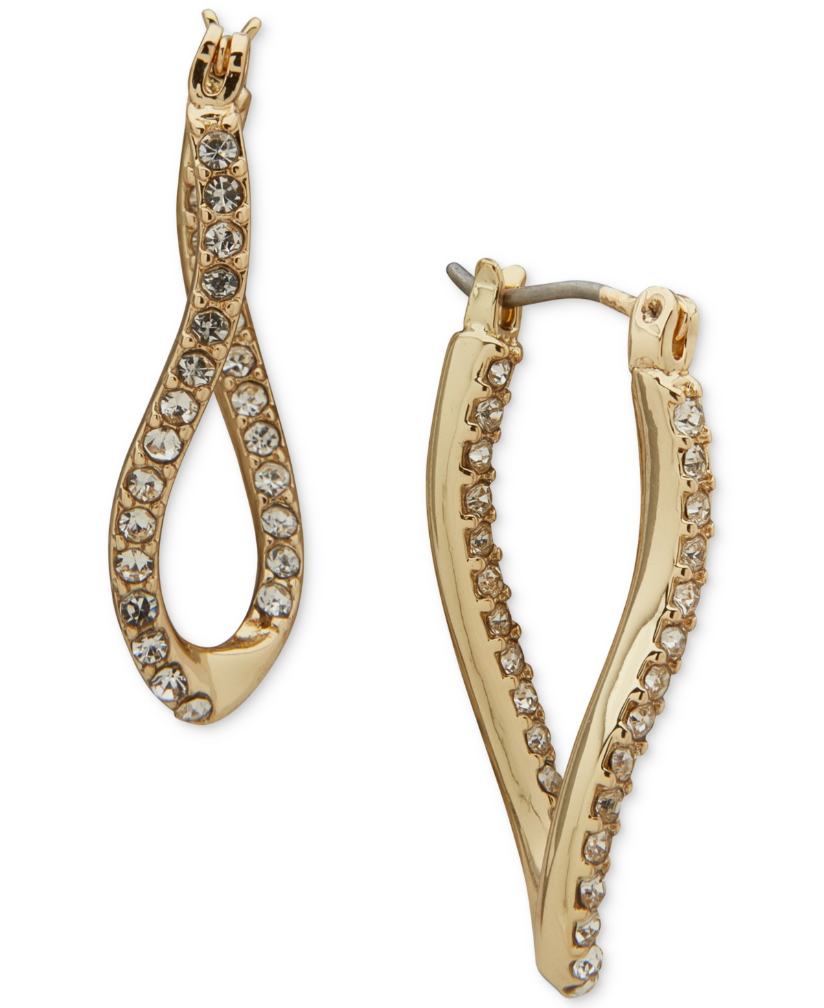Click here for Anne Klein Glass Stone Gold-Tone Twisted Hoop Earr... prices