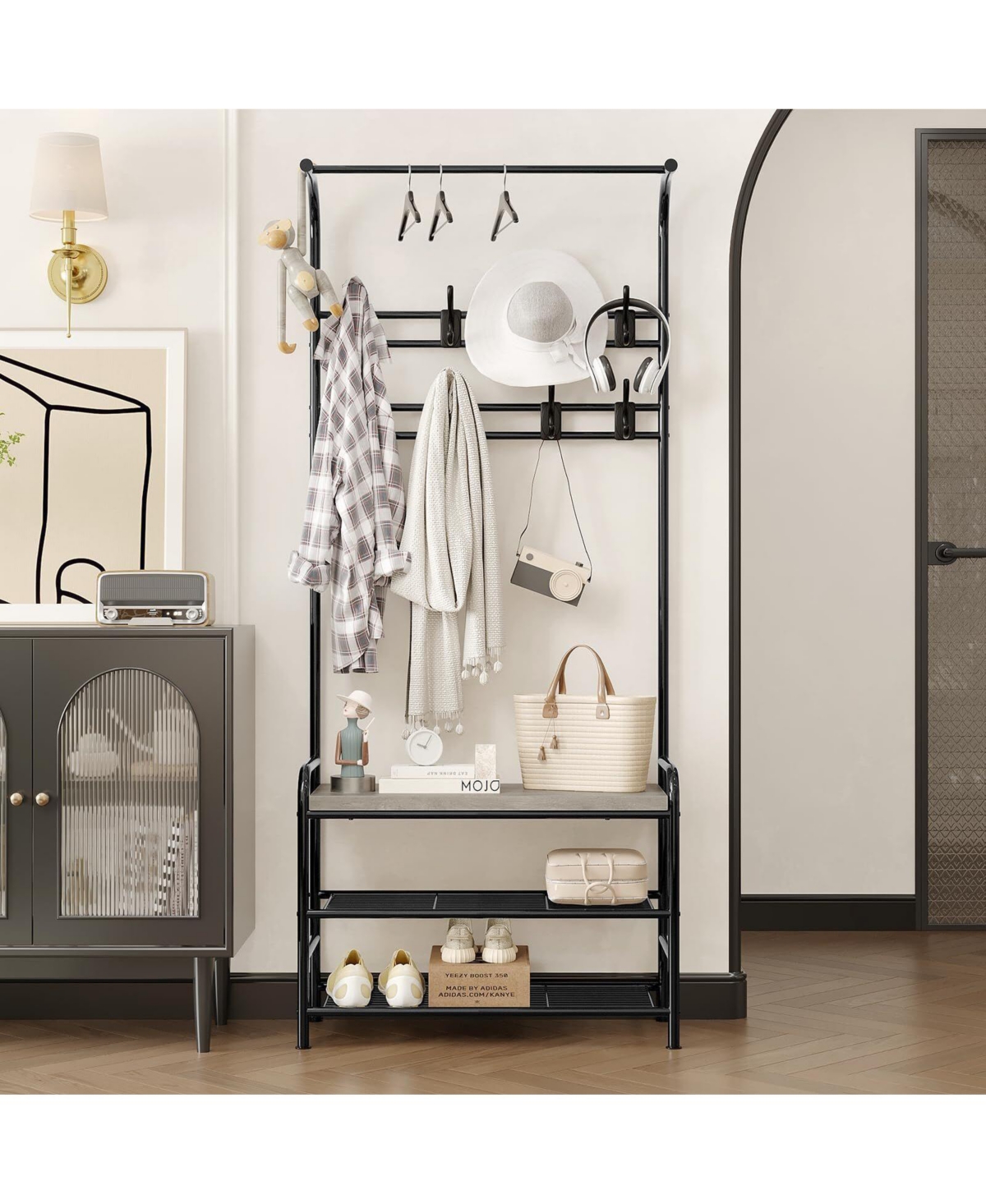 Click here for Hall Tree Shoe Bench  4-in-1 Industrial Entryway S... prices