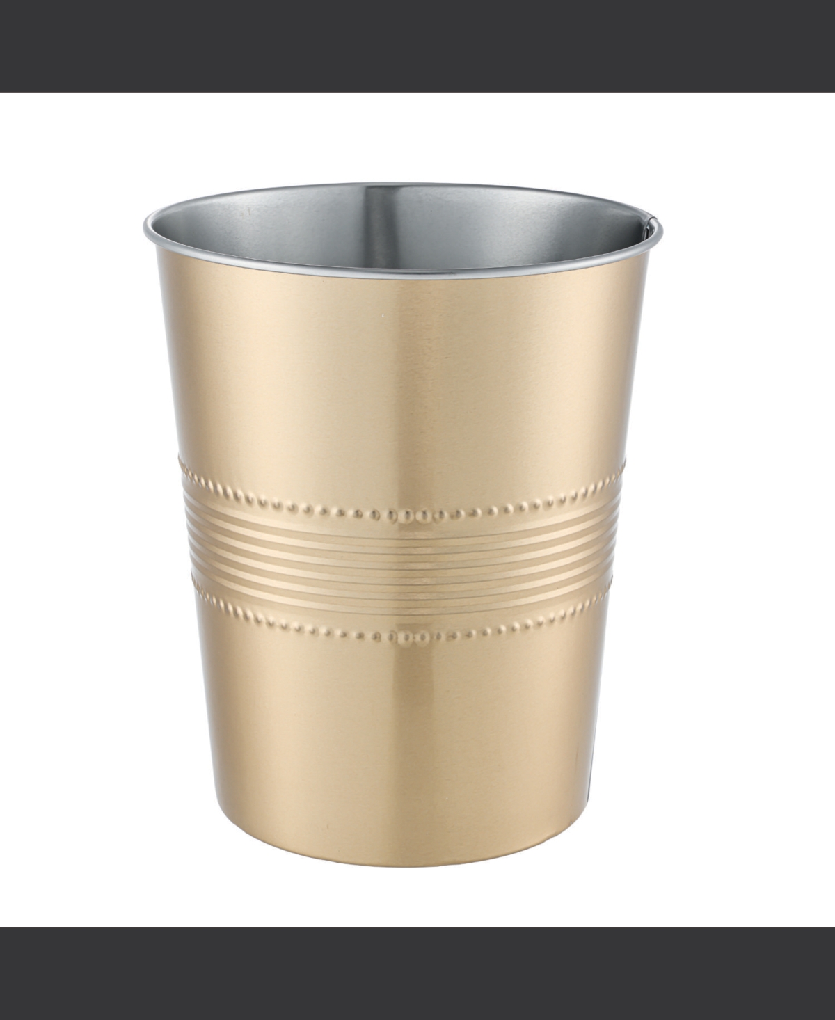 Cameo 5 Liter Waste Basket Can for Garbage  Round Open Top Trash Can for Bathroom Bedroom  Kitchen  Stainless Steel  Fingerprint Resistant - Gold