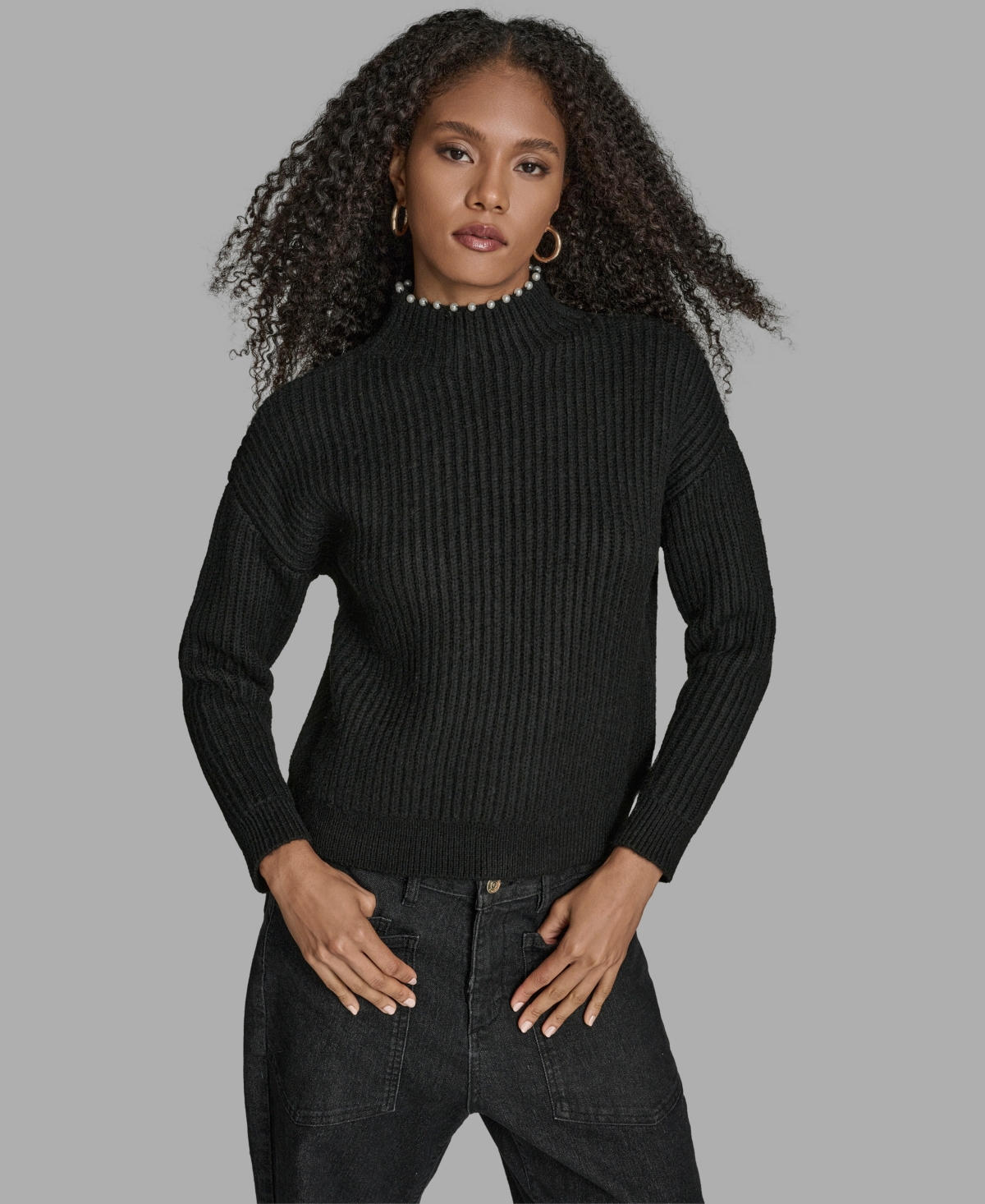 Click here for Bcbg Womens Long Sleeve Mock Neck Sweater - Black prices