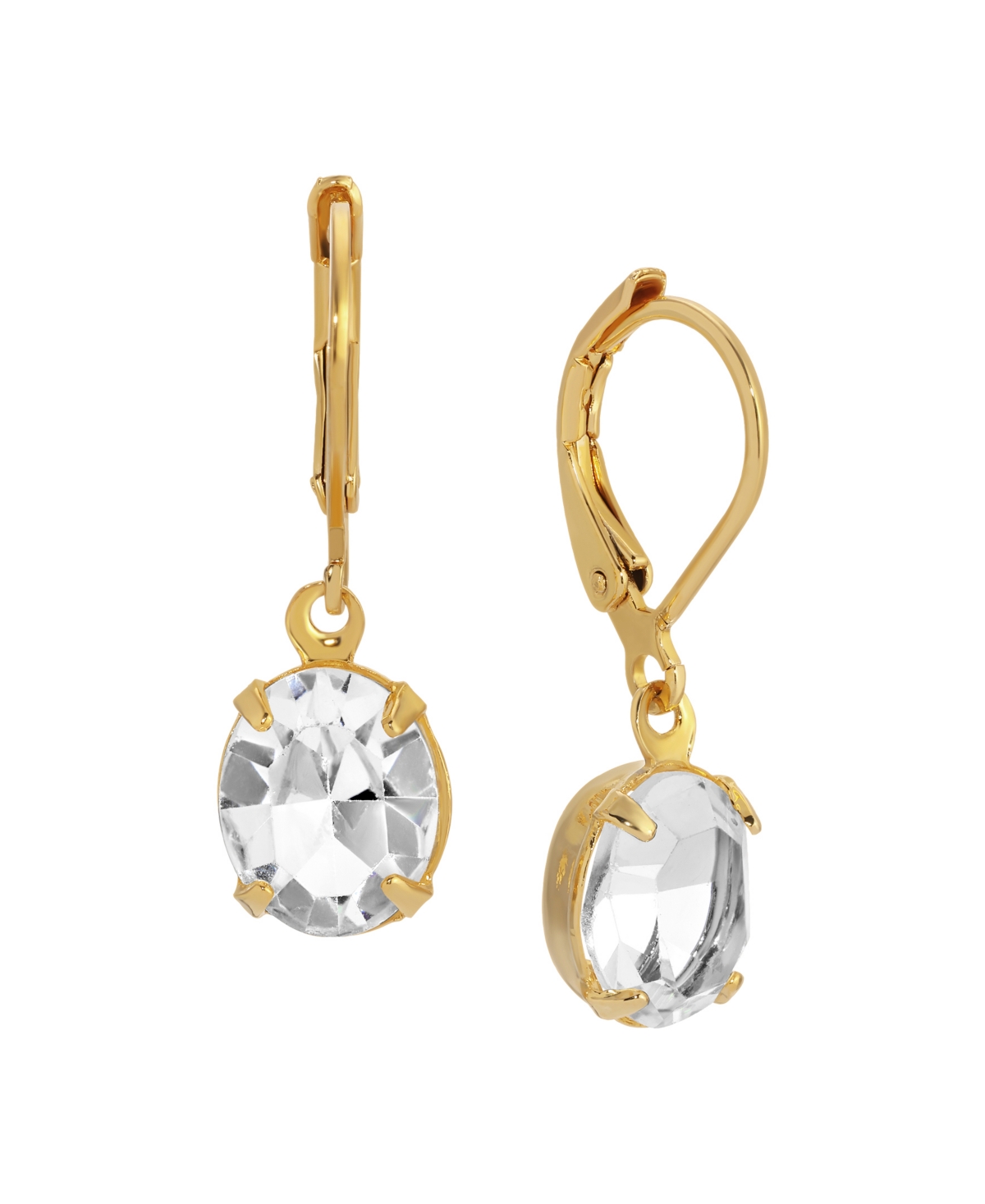 Click here for 2028 Gold Tone Crystal Drop Leverback Earring - Wh... prices