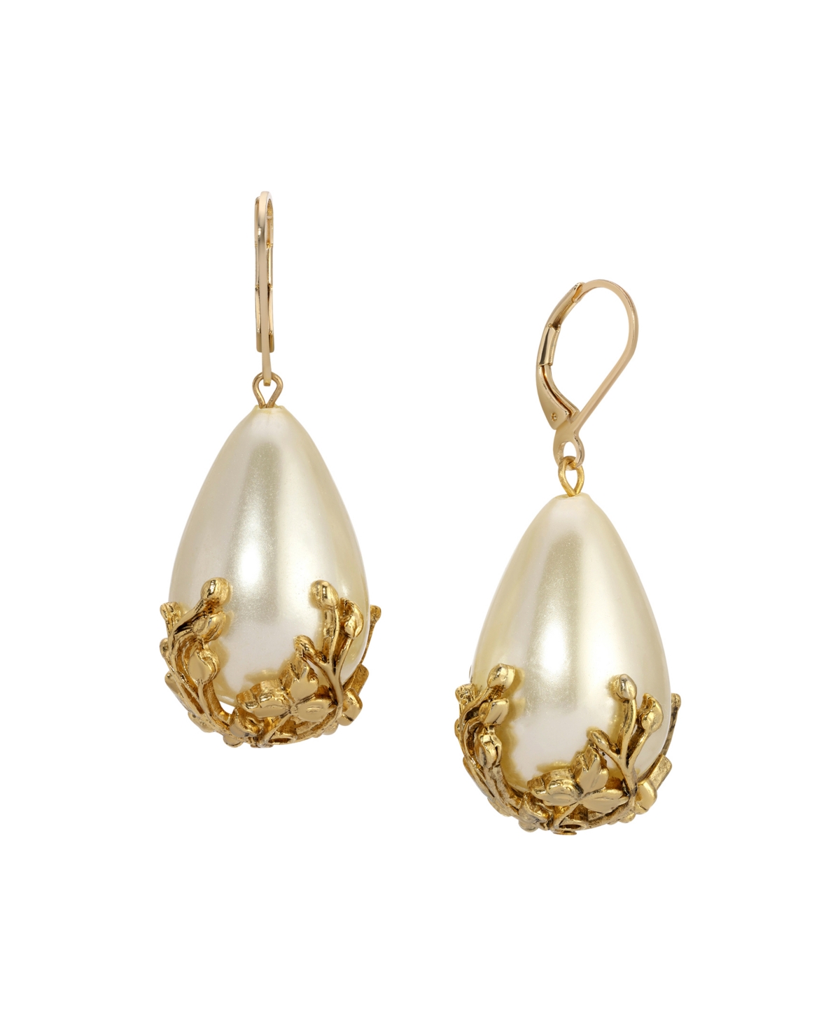 Click here for 2028 Gold Tone Faux Cultivated Pearl Gold Bead Ear... prices