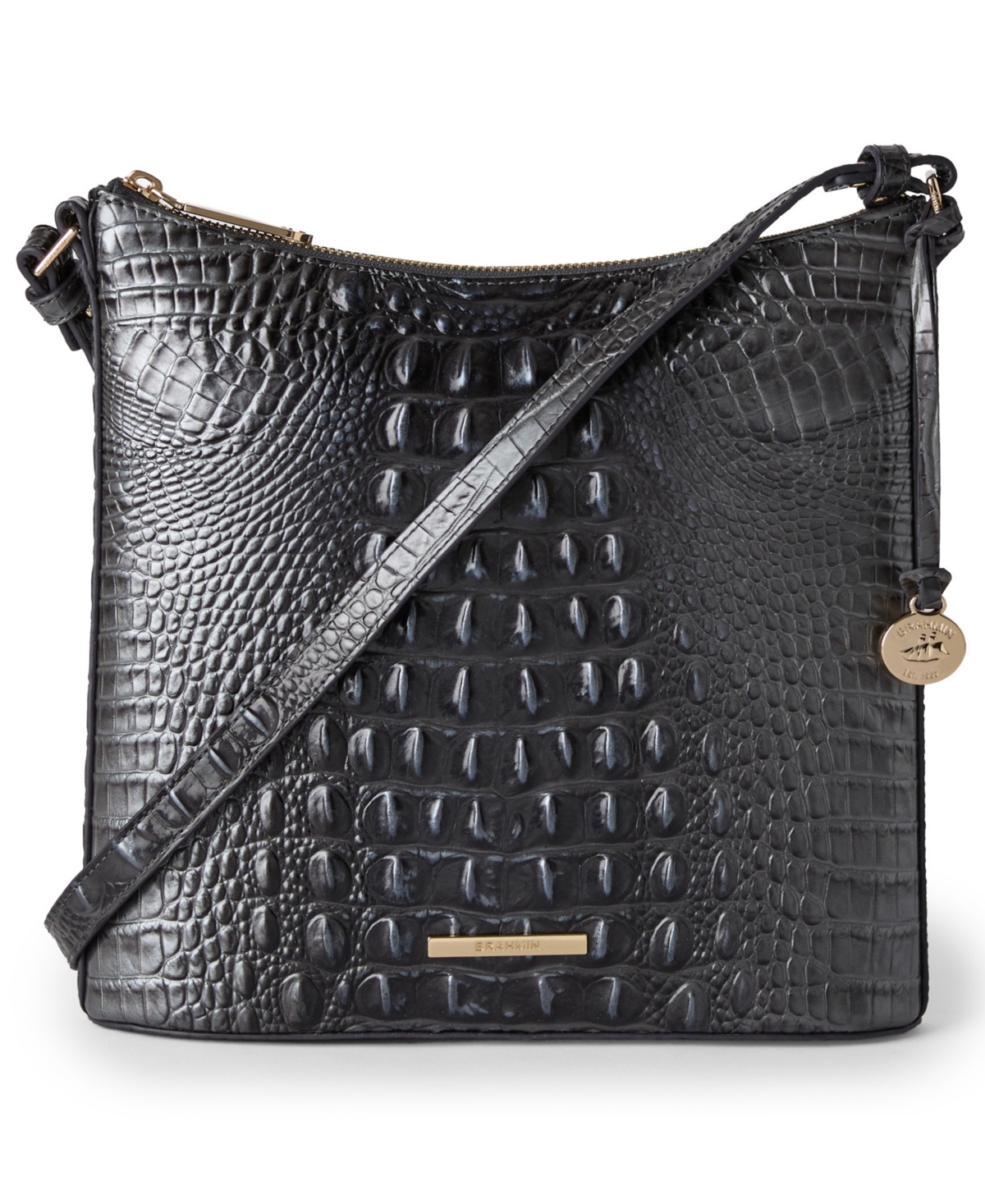 Click here for Brahmin Katie Leather Crossbody Bag - Charcoal Mel... prices