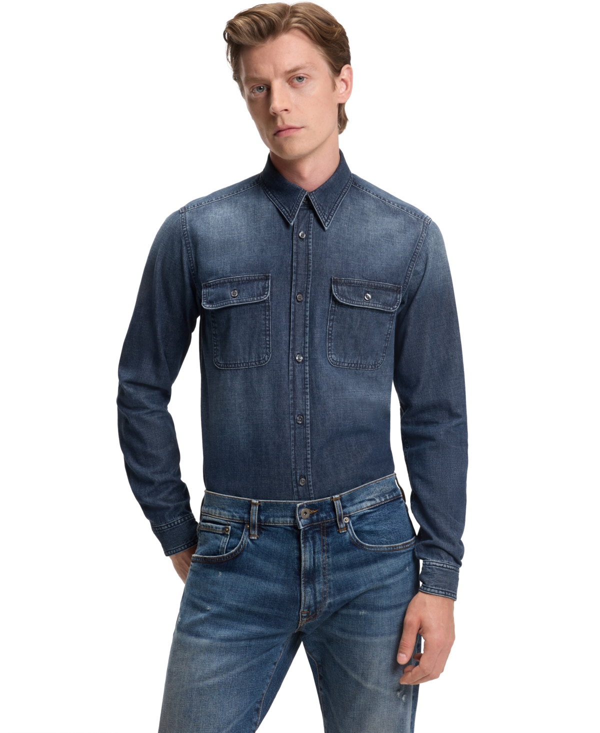 Click here for Boss by Hugo Boss Mens Beckham x Boss Blue Denim S... prices