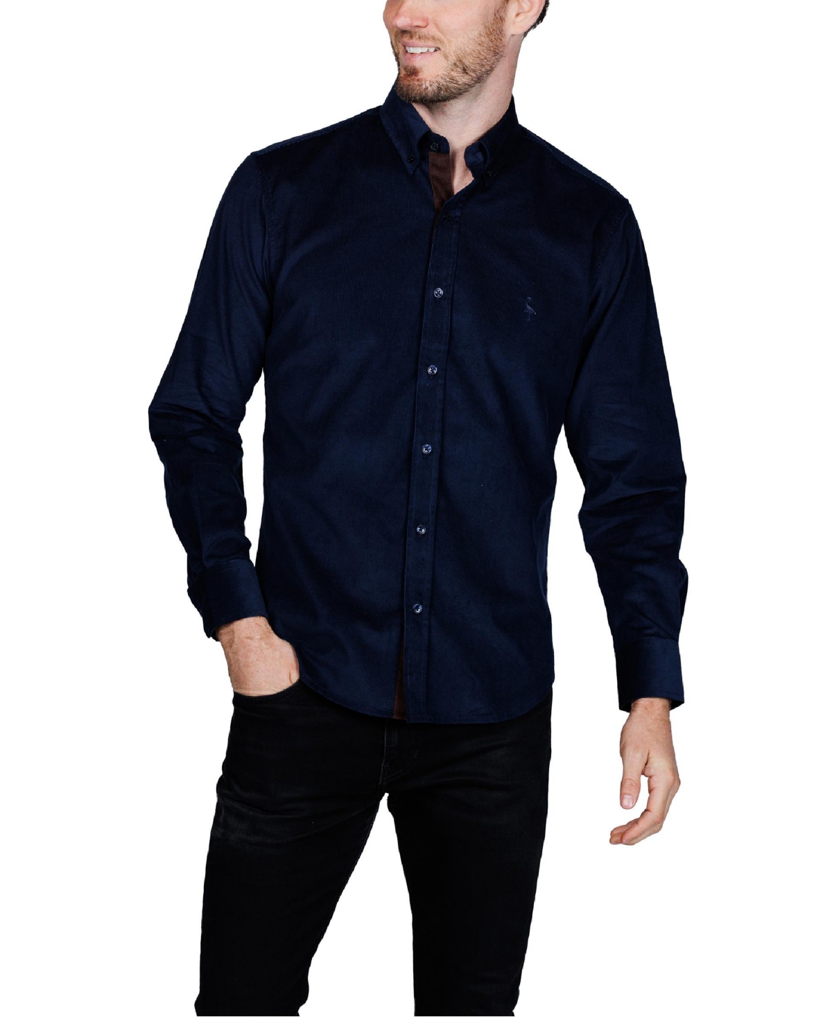 Click here for Tailorbyrd Mens Corduroy Sport Shirt - Navy prices