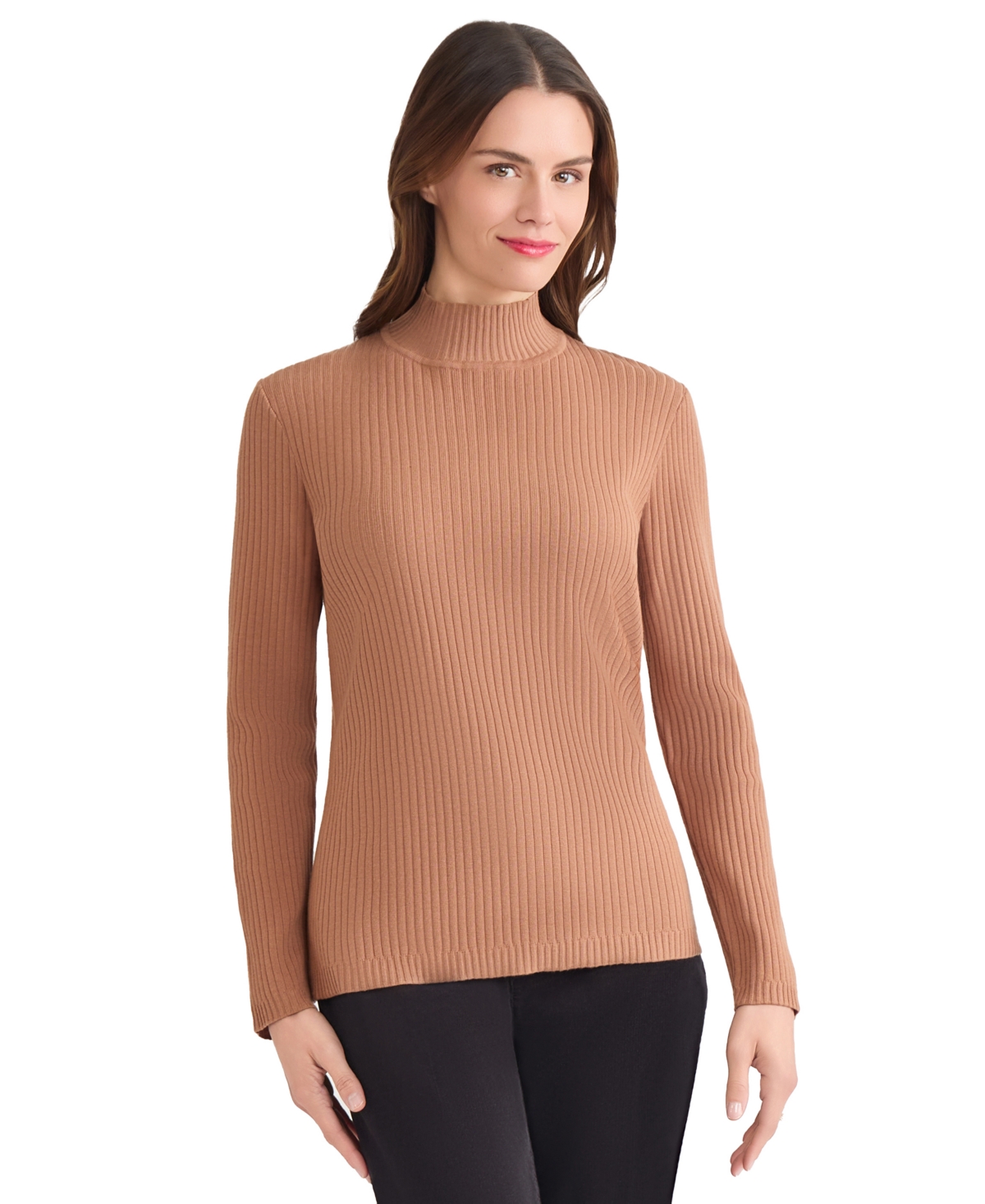 Click here for Jones New York Womens Sutton Ribbed Mock-Neck Long... prices