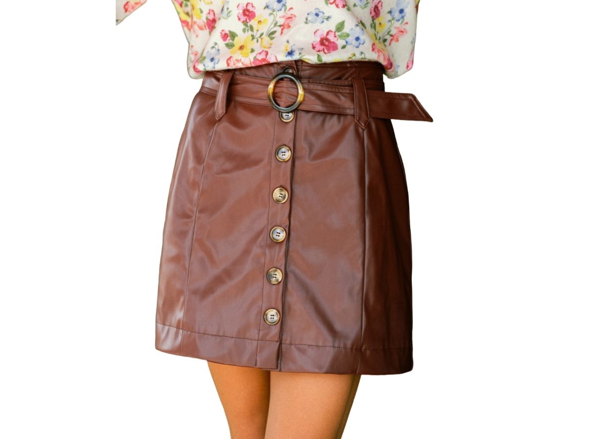 Click here for Cupshe Womens Vinyl Spin Brown Mini Skirt - Brown prices