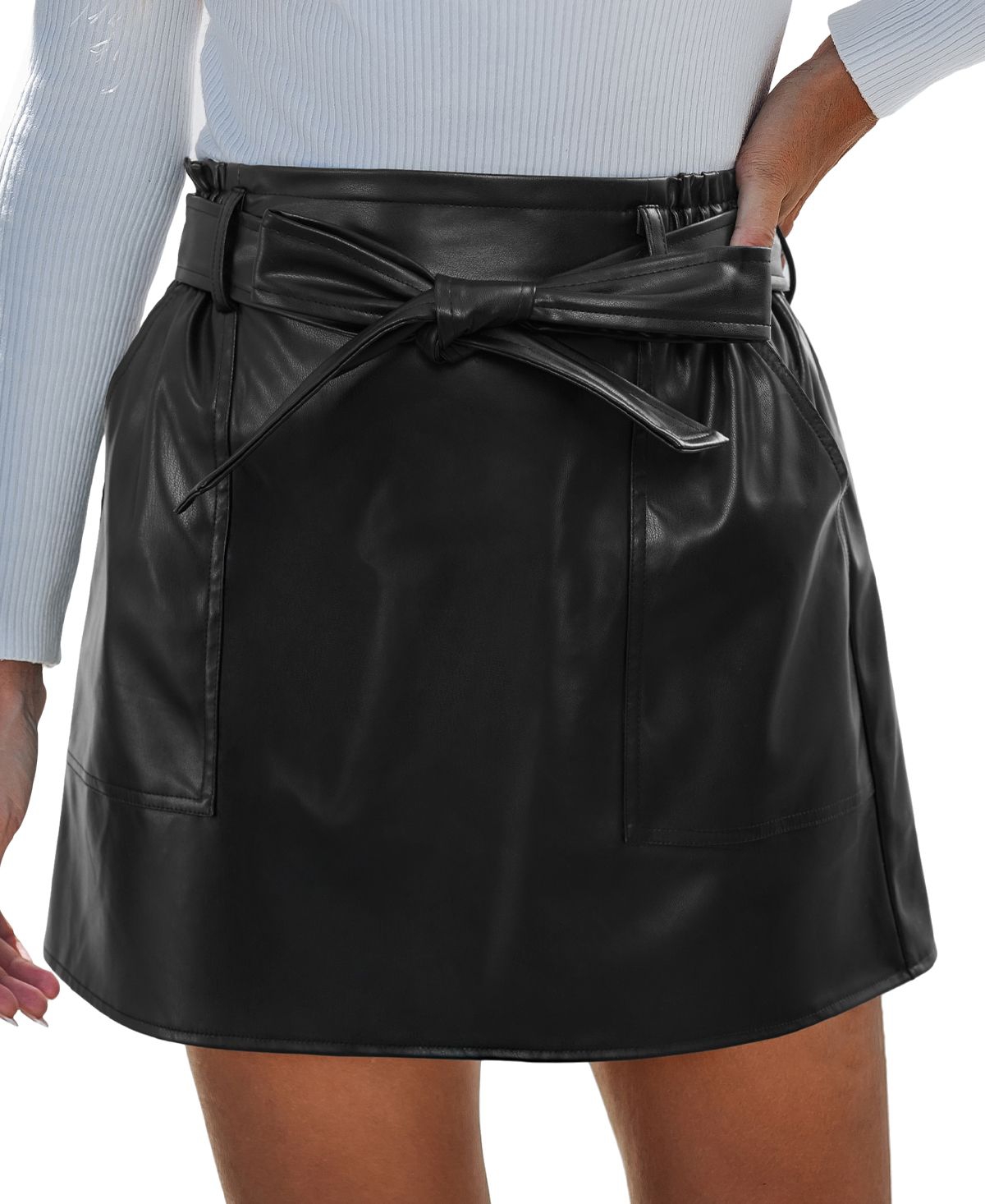 Cupshe Womens Velvet Rope Black Mini Skirt - Black