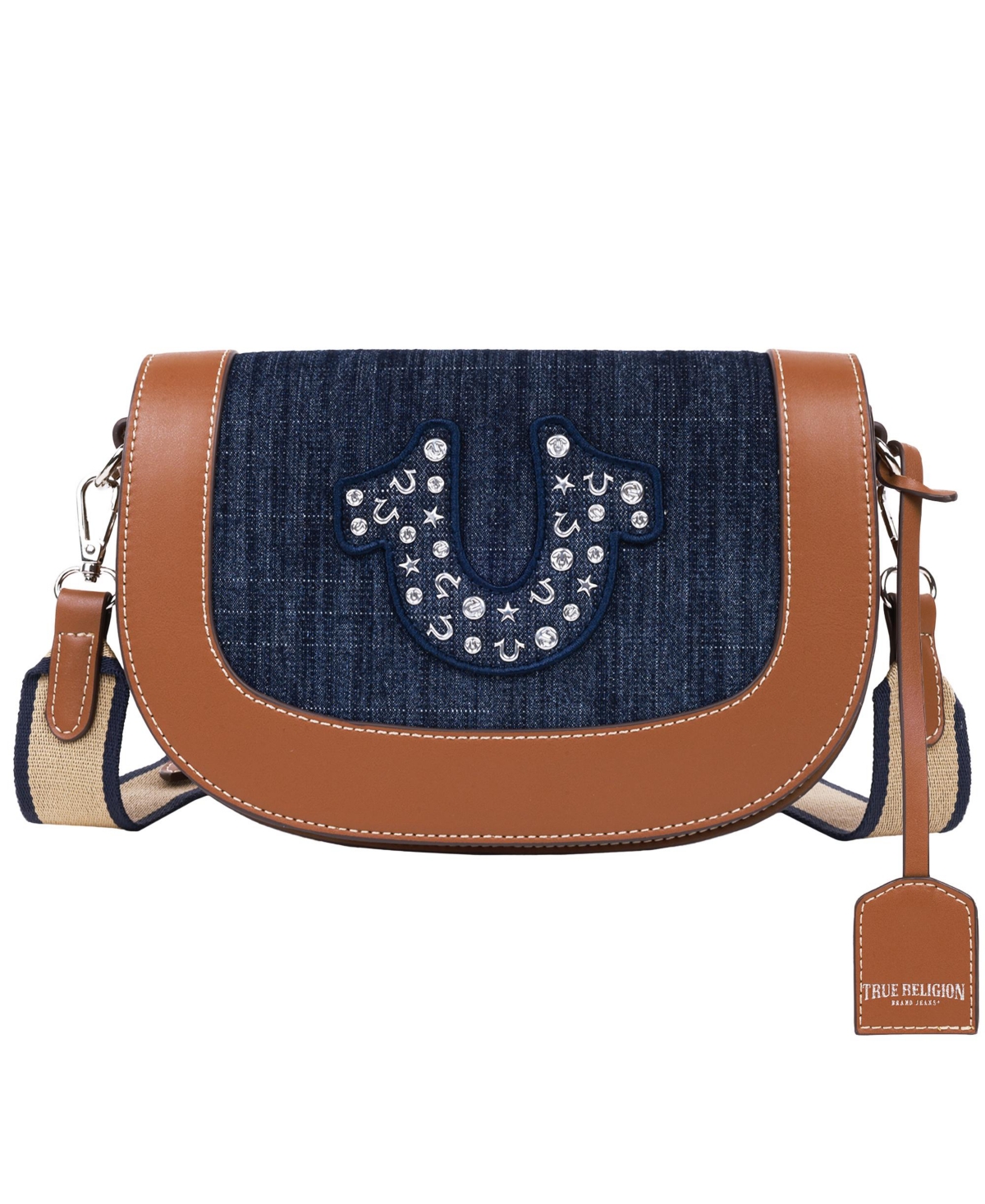 Click here for True Religion Studded Logo Denim Flap Bag - Denim prices