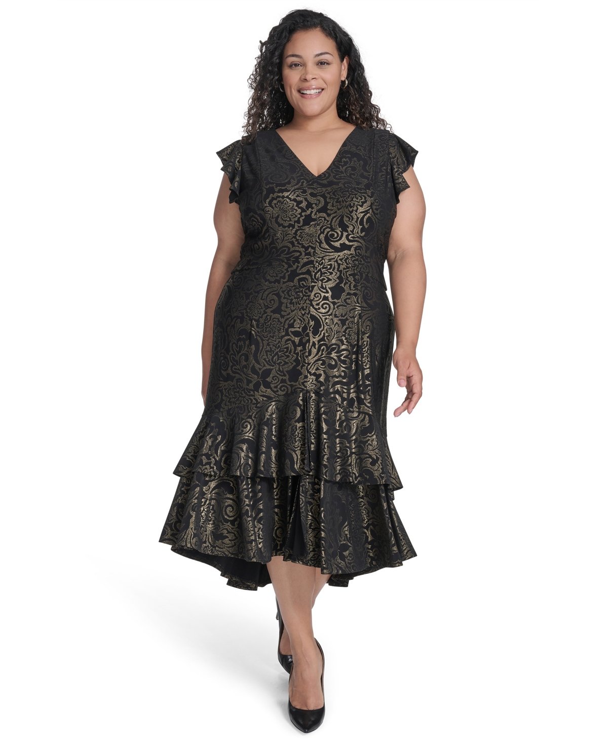 Click here for Tommy Hilfiger Plus Size Flutter Foil Midi Dress -... prices