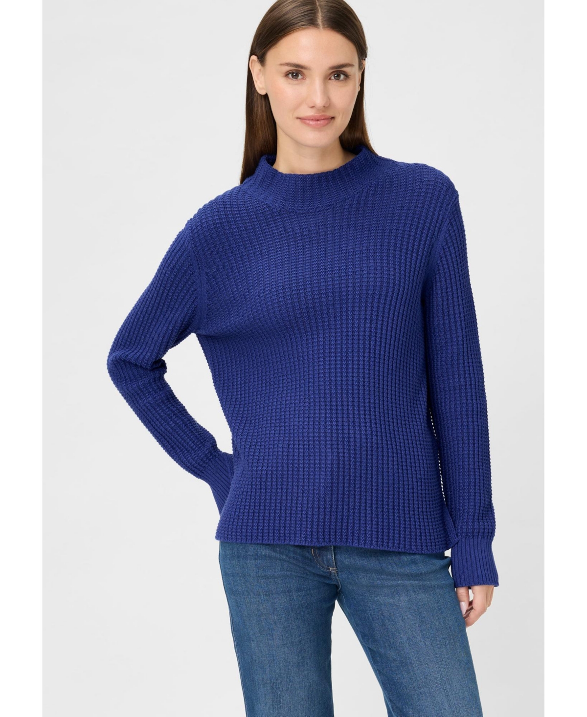 Click here for Olsen Womens Solid Mock Neck Sweater - Cobalt prices
