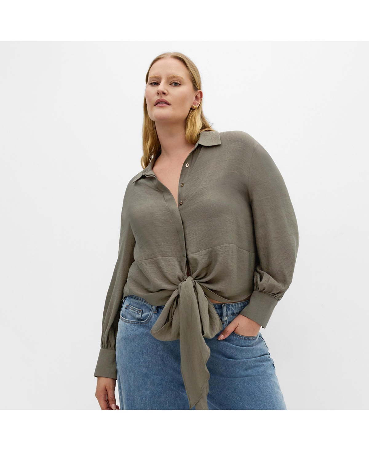 Click here for City Chic Womens Rosabella Shirt - Dark sage prices