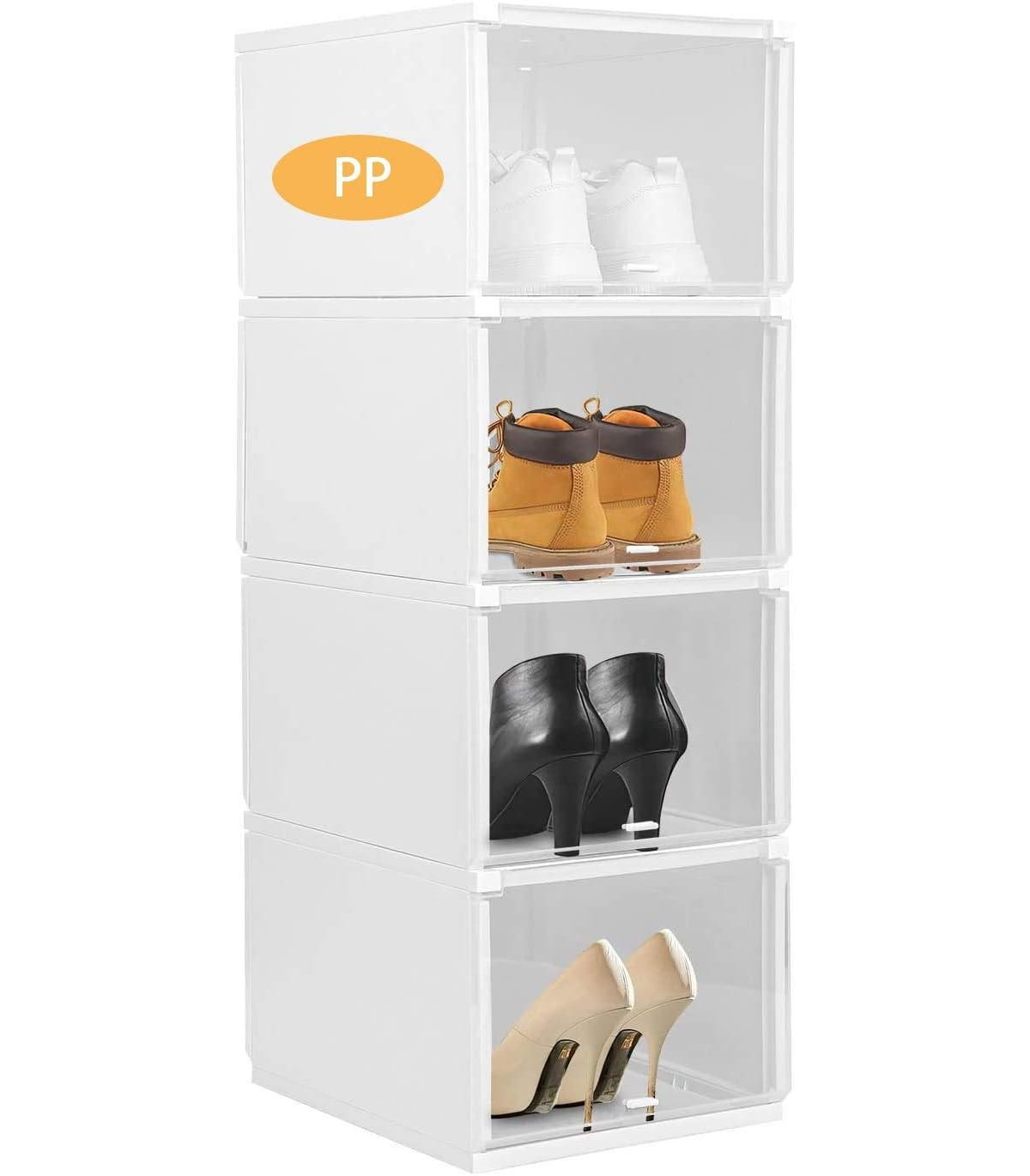 Click here for 4 Pack Stackable Shoe Storage Boxs Foldable Clear... prices