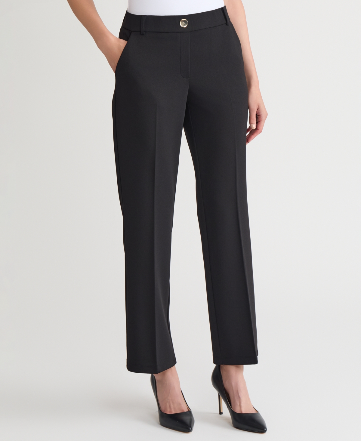 Click here for Kasper Womens Mid-Rise Faux-Fly Straight Pants  Re... prices