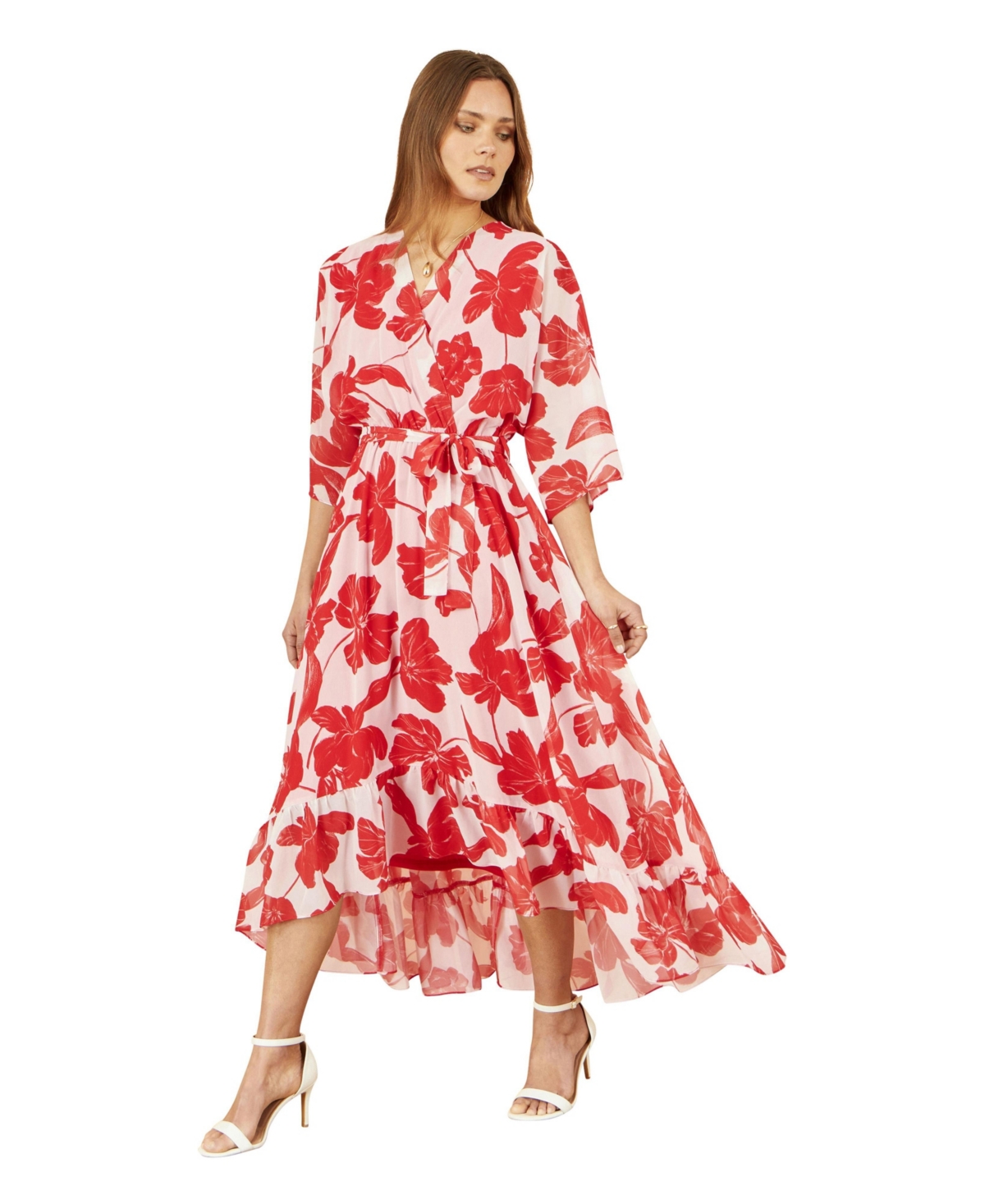 Click here for Yumi Womens Mesh Bird And Floral Print Midi Dress... prices