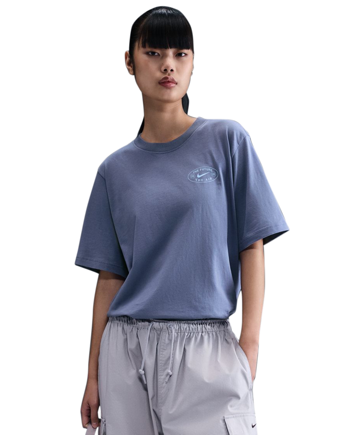 Click here for Nike Womens Ribbed Collar Loose T-Shirt - Indigo prices