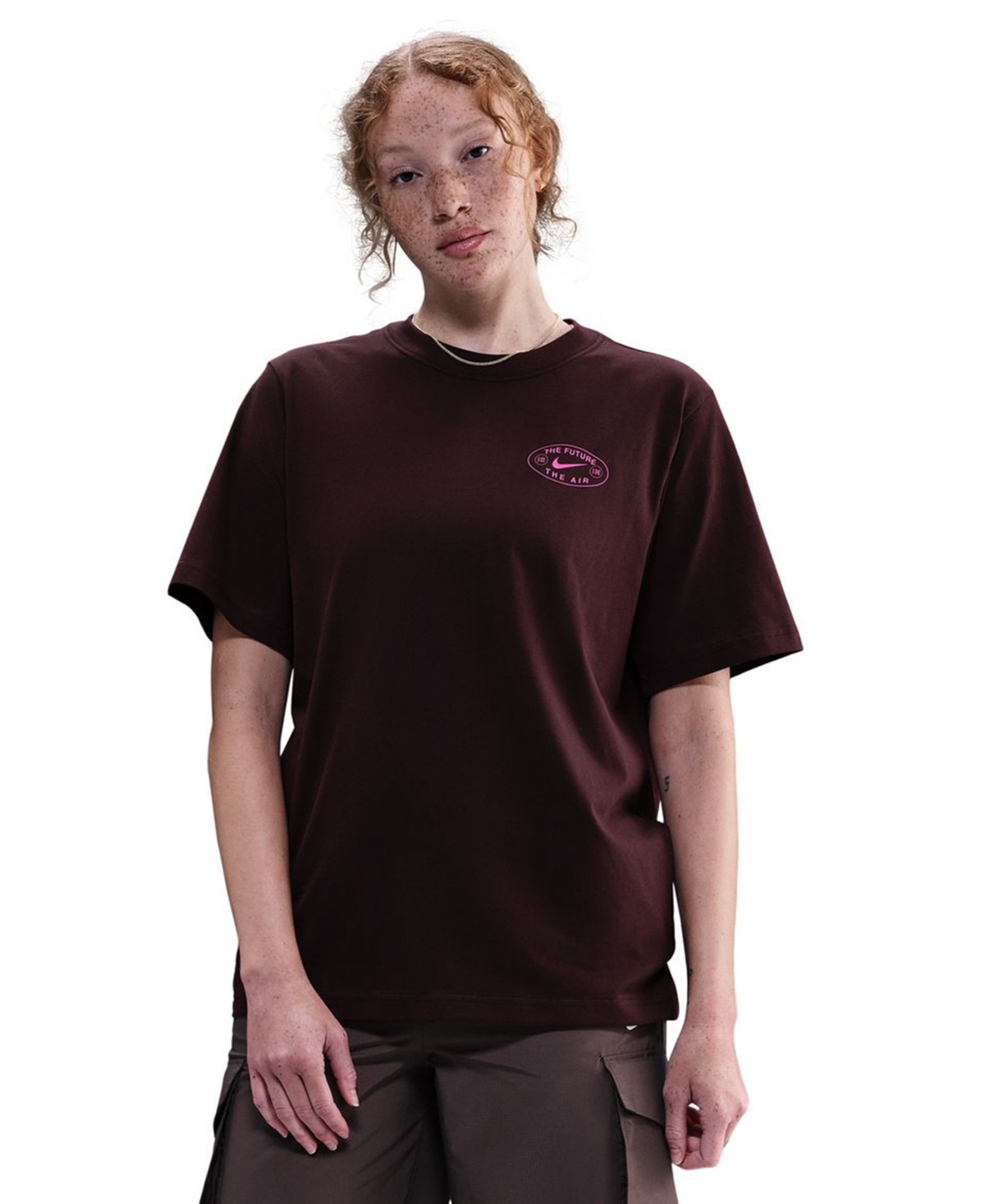 Click here for Nike Womens Ribbed Collar Loose T-Shirt - Burgundy... prices