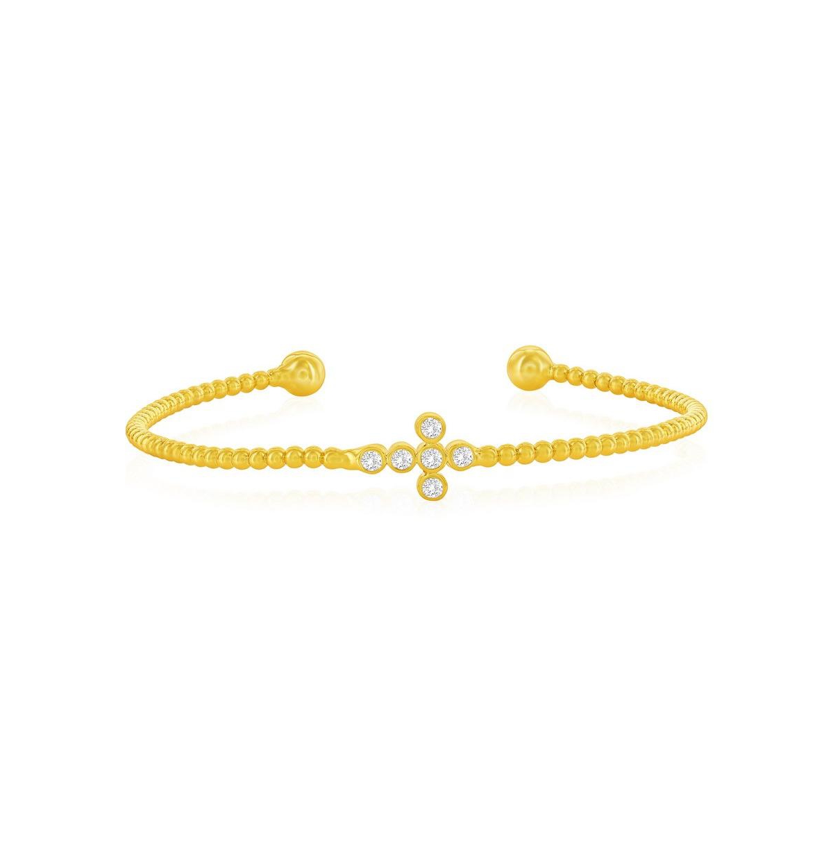 Click here for Sterling Silver  Sideways Cz Cross Beaded Bangle -... prices