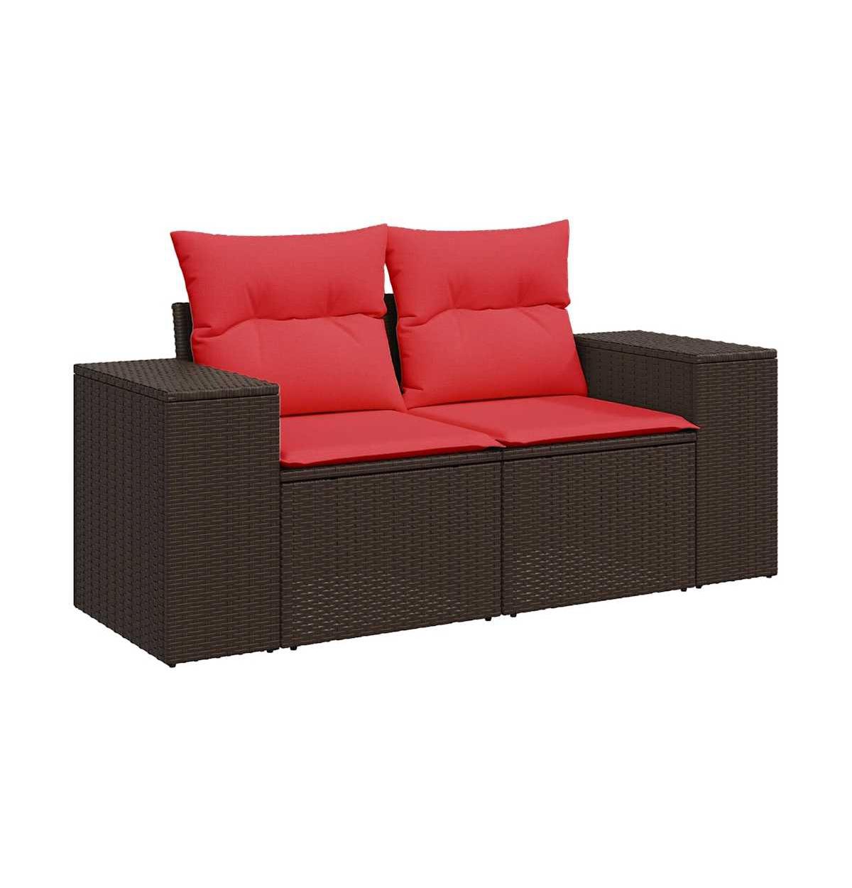 Click here for Patio Sofa with Cushions 2-Seater Brown Poly Ratta... prices