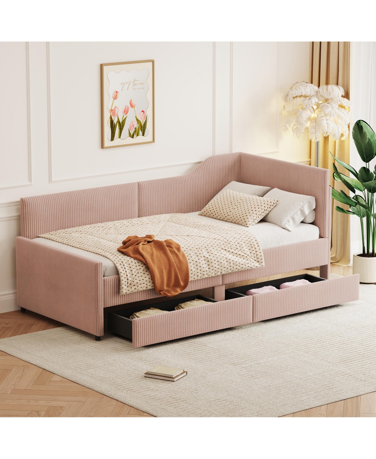 Click here for win Size L-Shaped Corduroy Daybed Upholstered Bed... prices