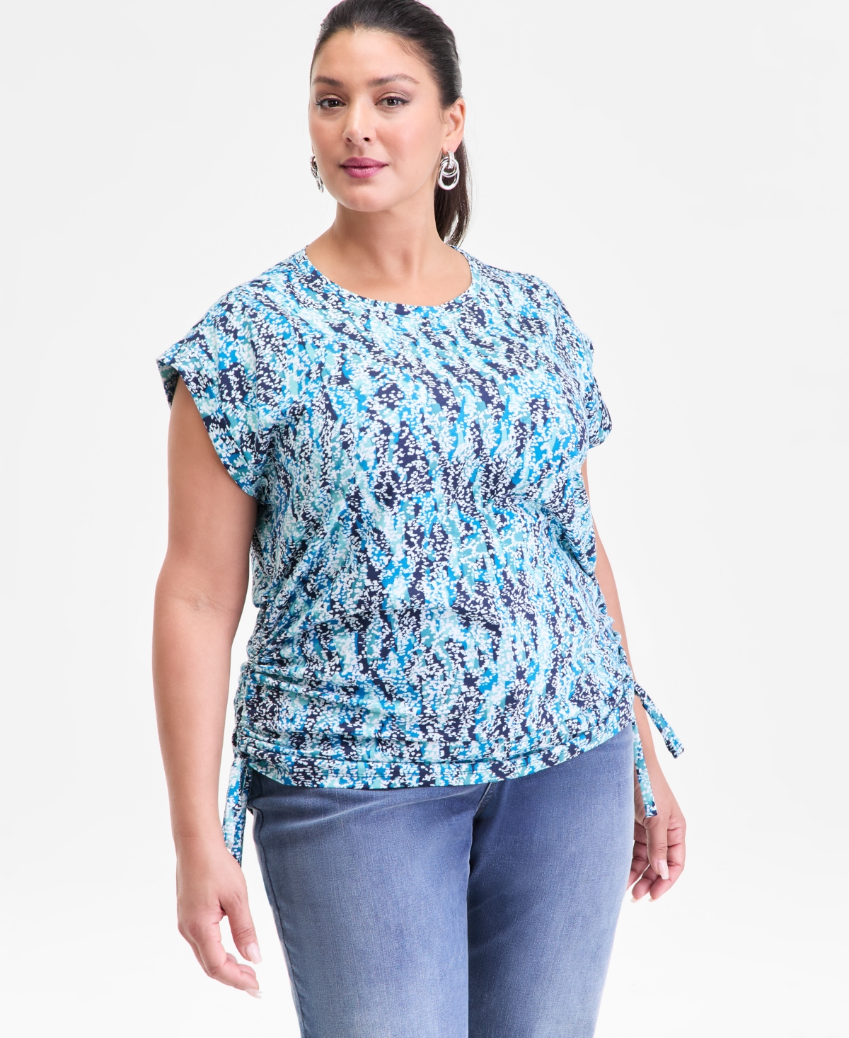 Click here for I.n.c. Plus Size Printed Side-Tie Sleeveless Top... prices