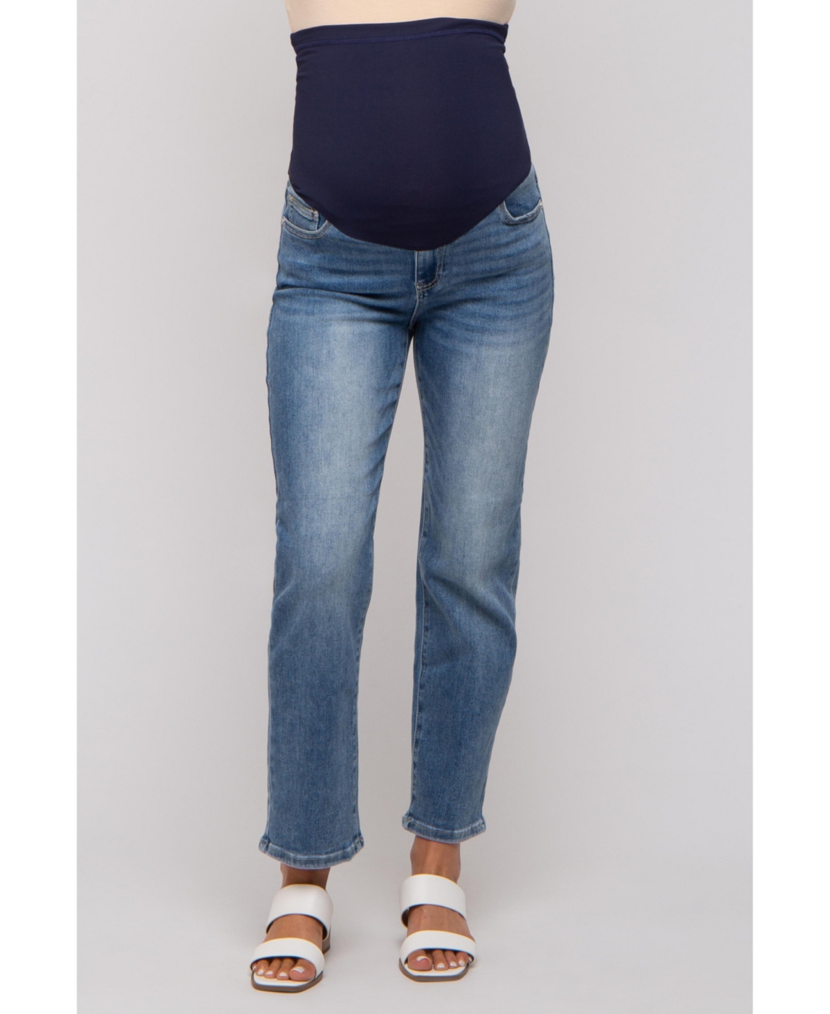 Click here for Pinkblush Blue Straight Crop Maternity Jeans - Blu... prices