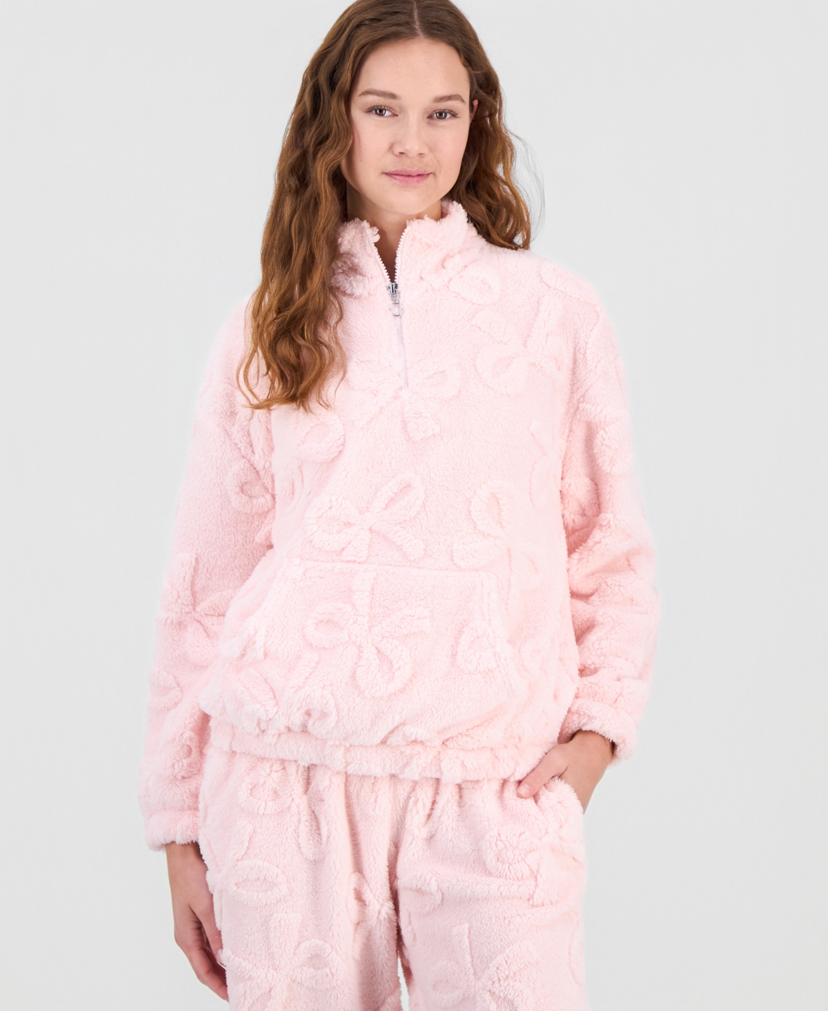 Click here for Rebellious One Juniors Embossed Sherpa Quarter-Zip... prices