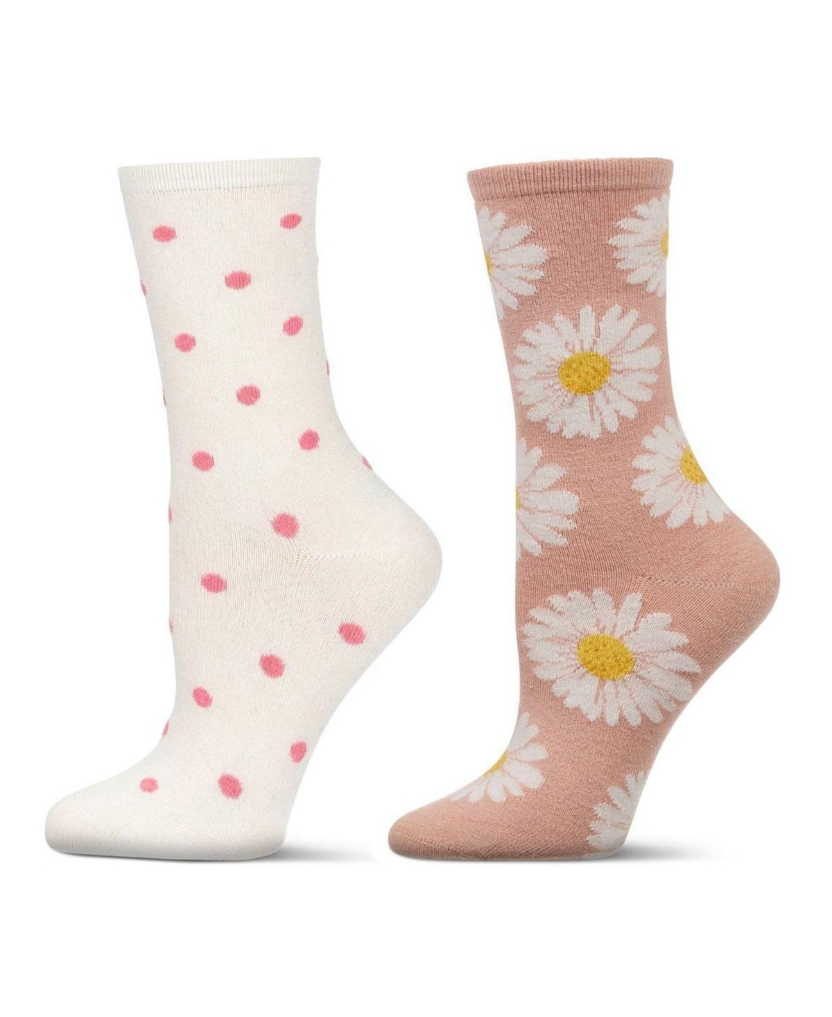 MeMoi Womens 2 Pair Pack Cashmere Blend Crew Socks - Pink