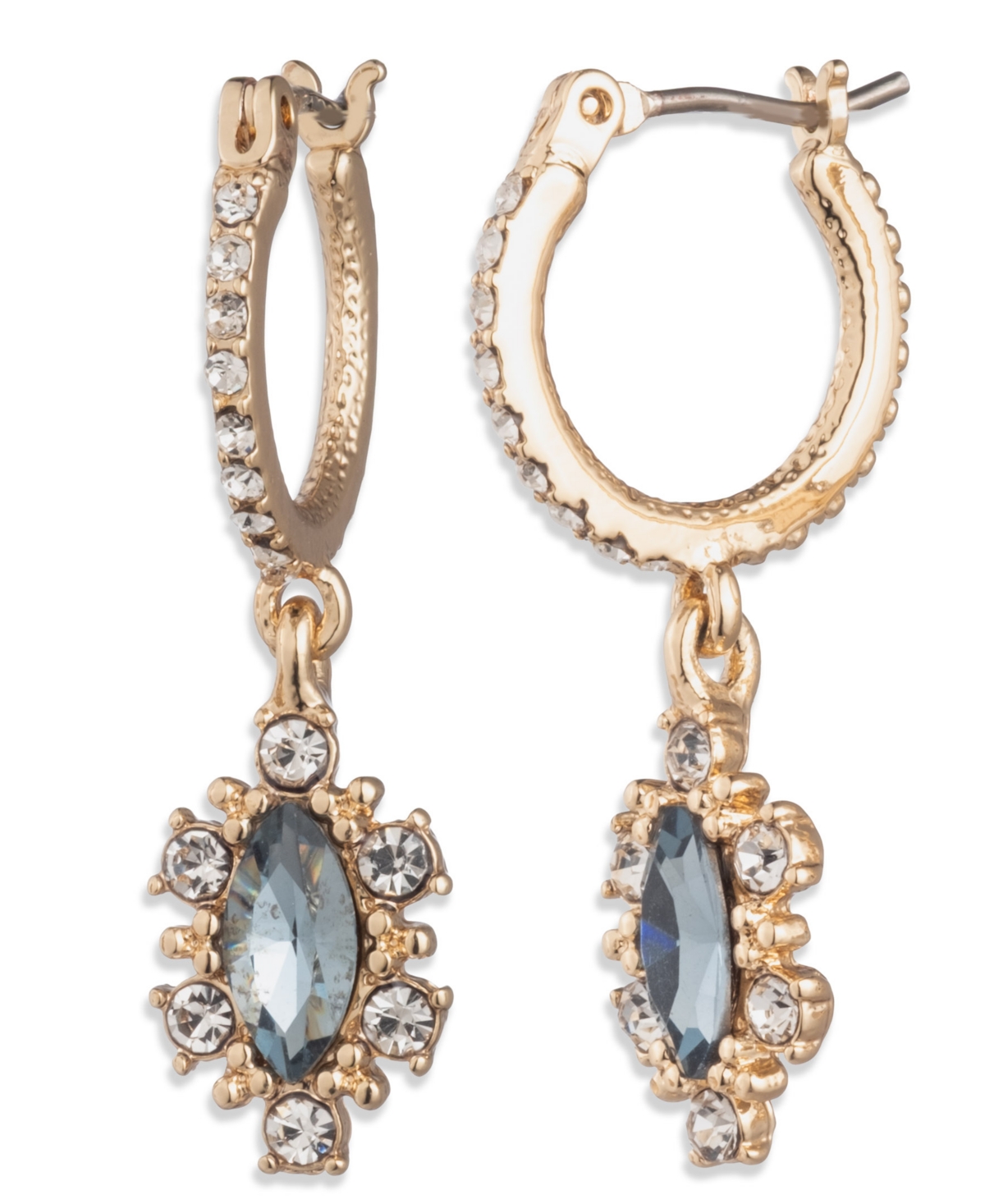 Click here for Marchesa Glass Stone Gold-Tone Pear Drop Huggie Ea... prices